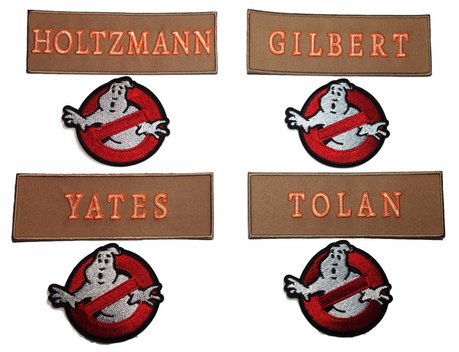 Ghostbusters No Ghost and New Tan Name Tag Set of 8 Embroidered Iron On ...