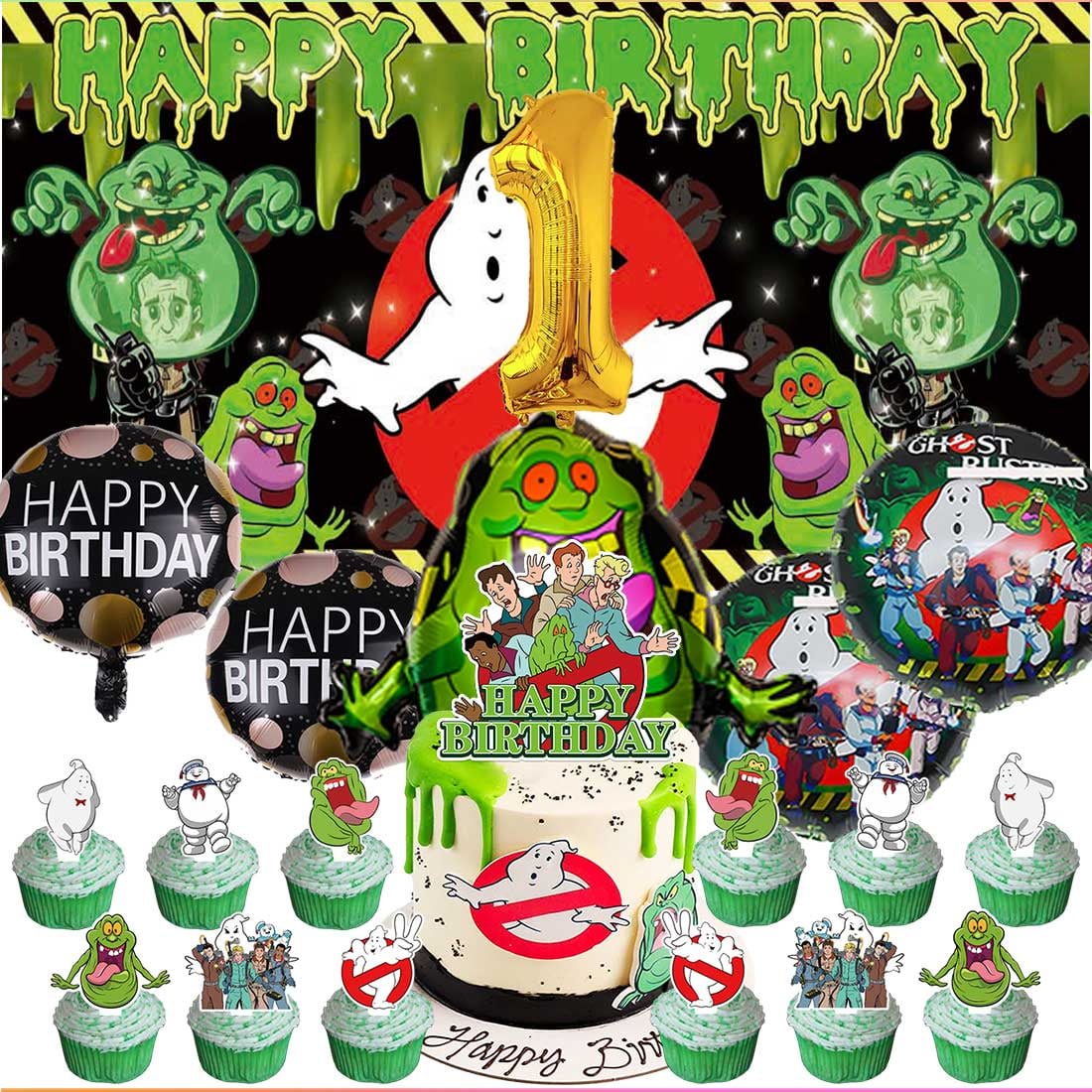 Ghostbusters Party Supplies Decor 1st Kit Balloons Birthday Cake Topper ...