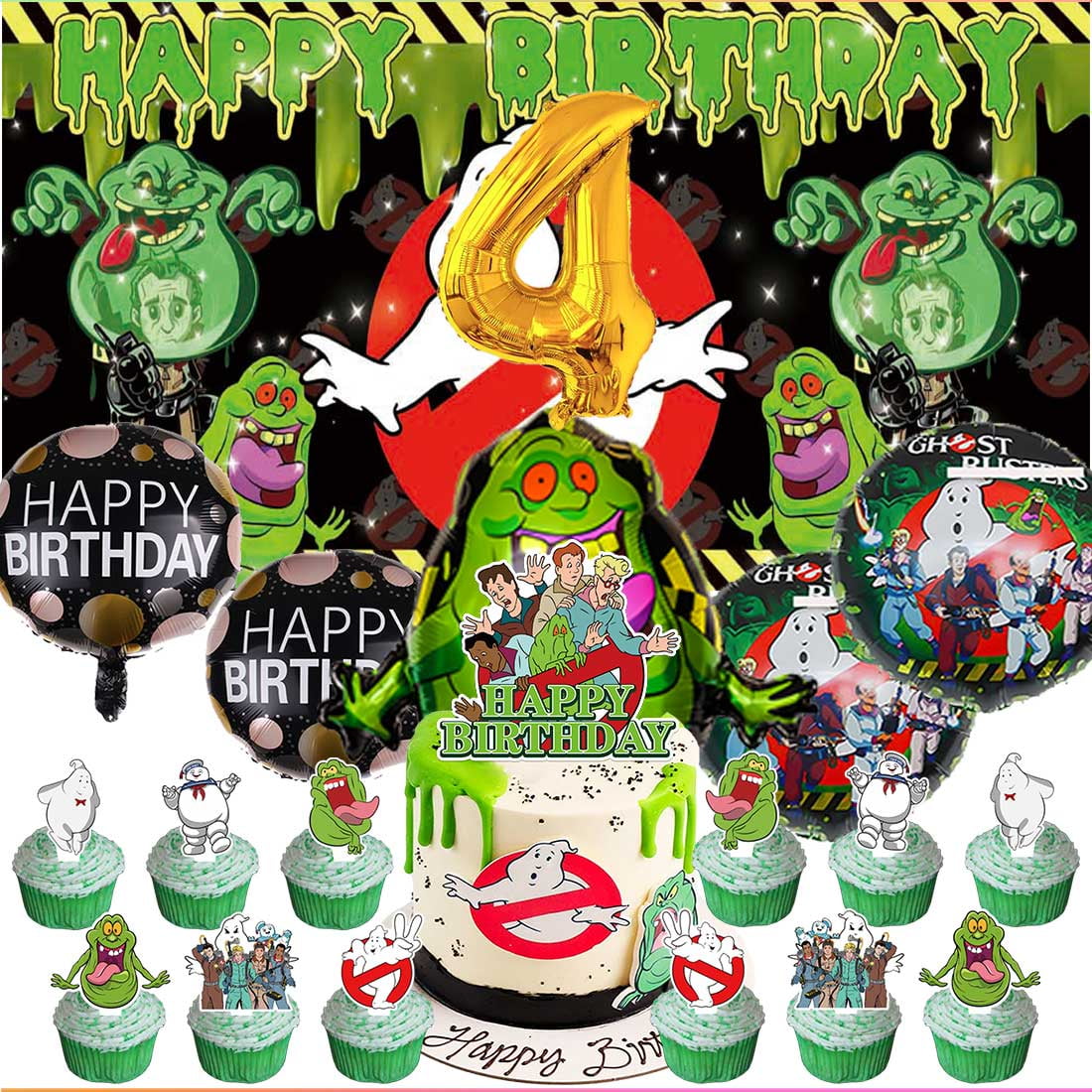 Ghostbusters Party Supplies Decor 4th Kit Balloons Birthday Cake Topper ...
