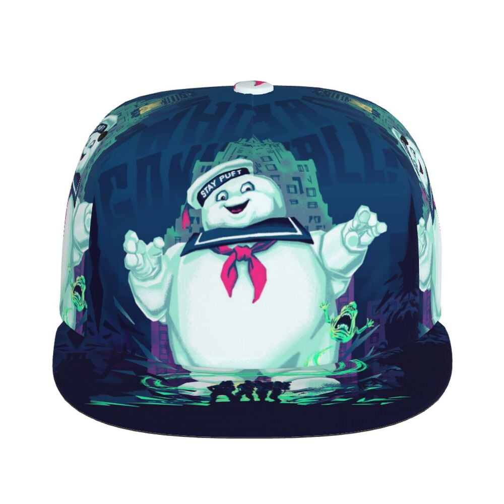 Ghostbusters Planet Stay Puft Adjustable Flat Brim Baseball Cap ...