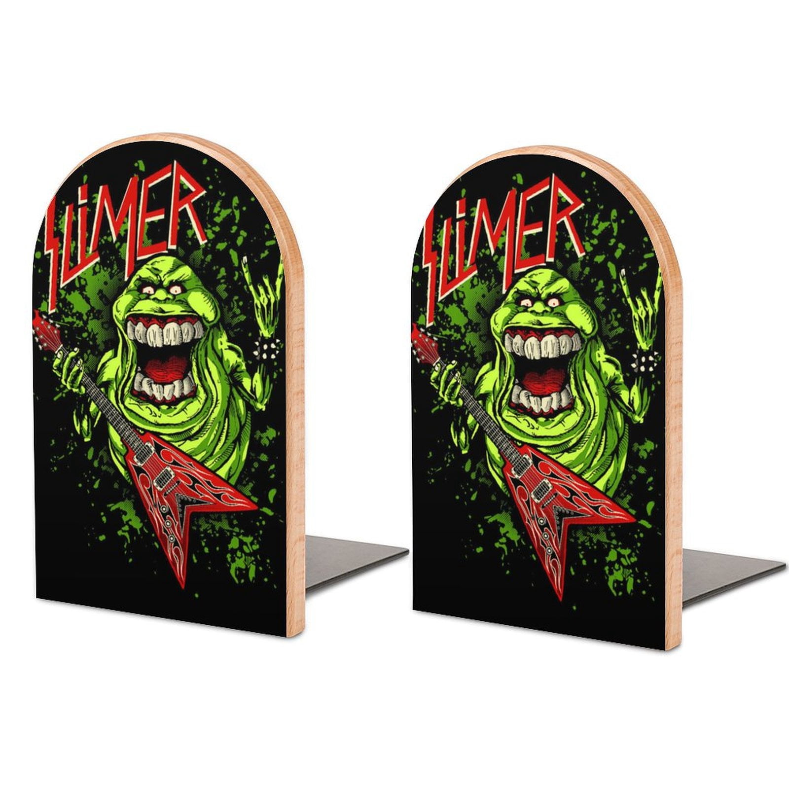 Ghostbusters Slimer Bookends Wood Book Divider Decor Shelves Non-Skid ...