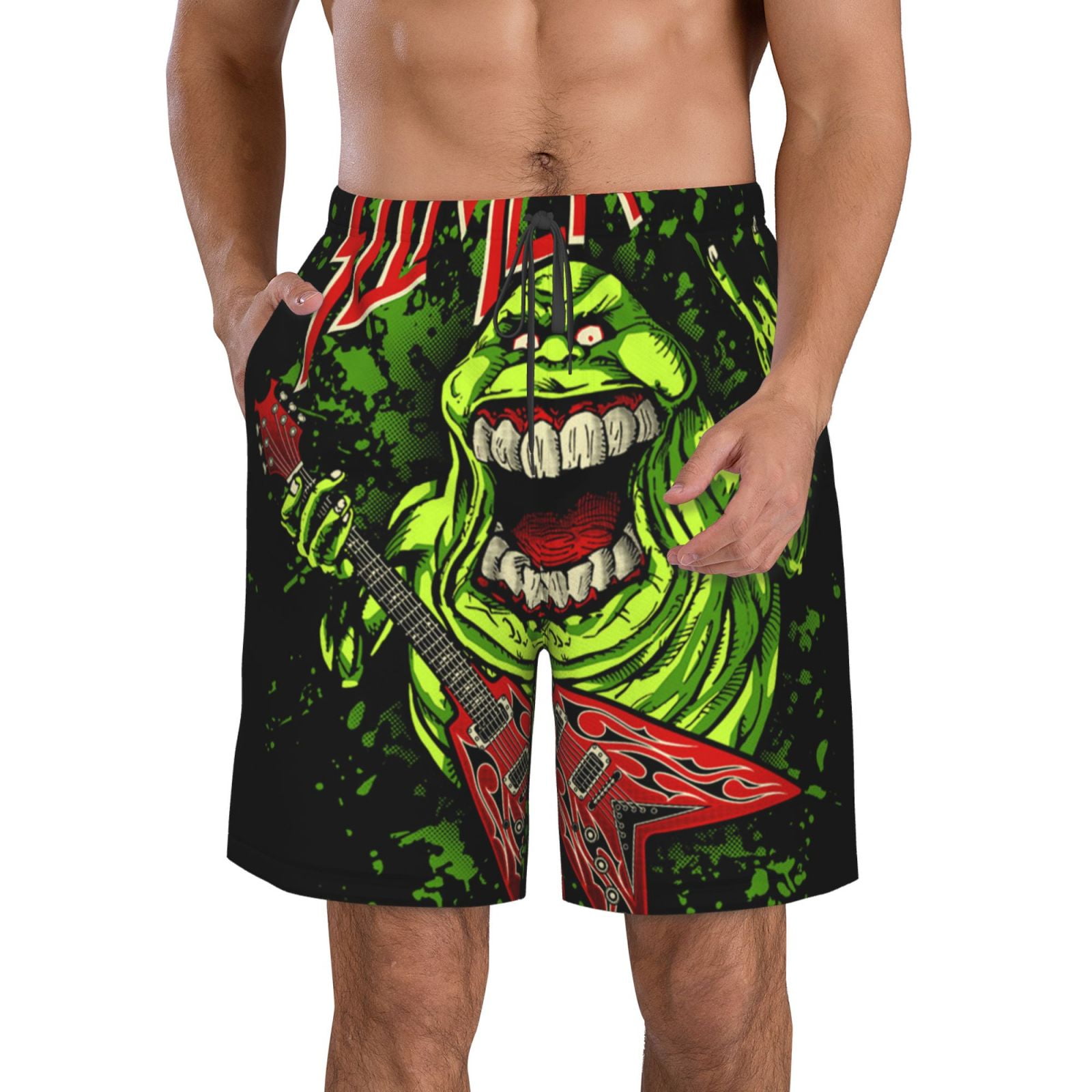 Ghostbusters Slimer Green Men's Beach Shorts Swim Trunks Casual Quick ...