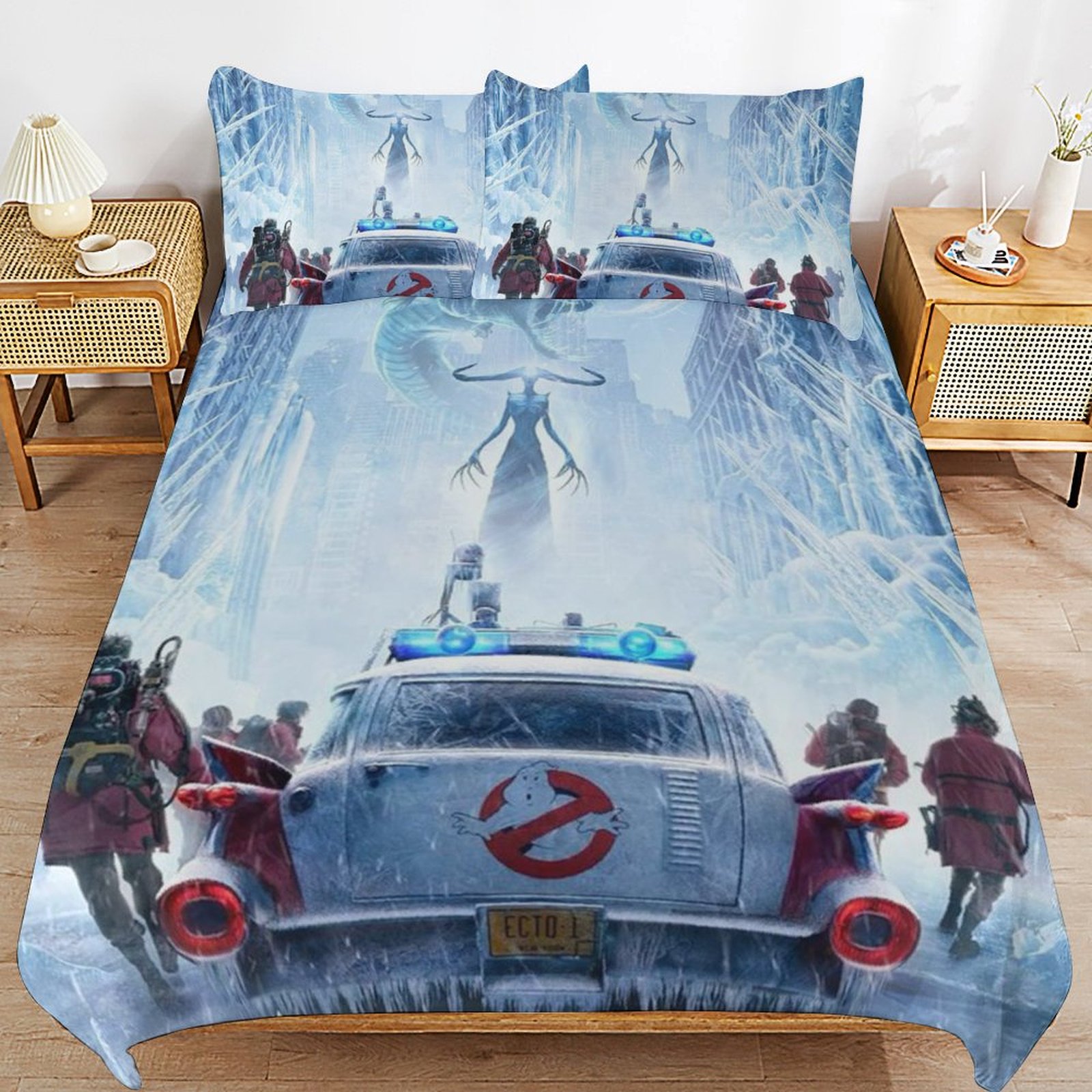 Ghostbusters Stay Puft 3-Piece Bedding Set 90"x90" Duvet Cover & 2 ...