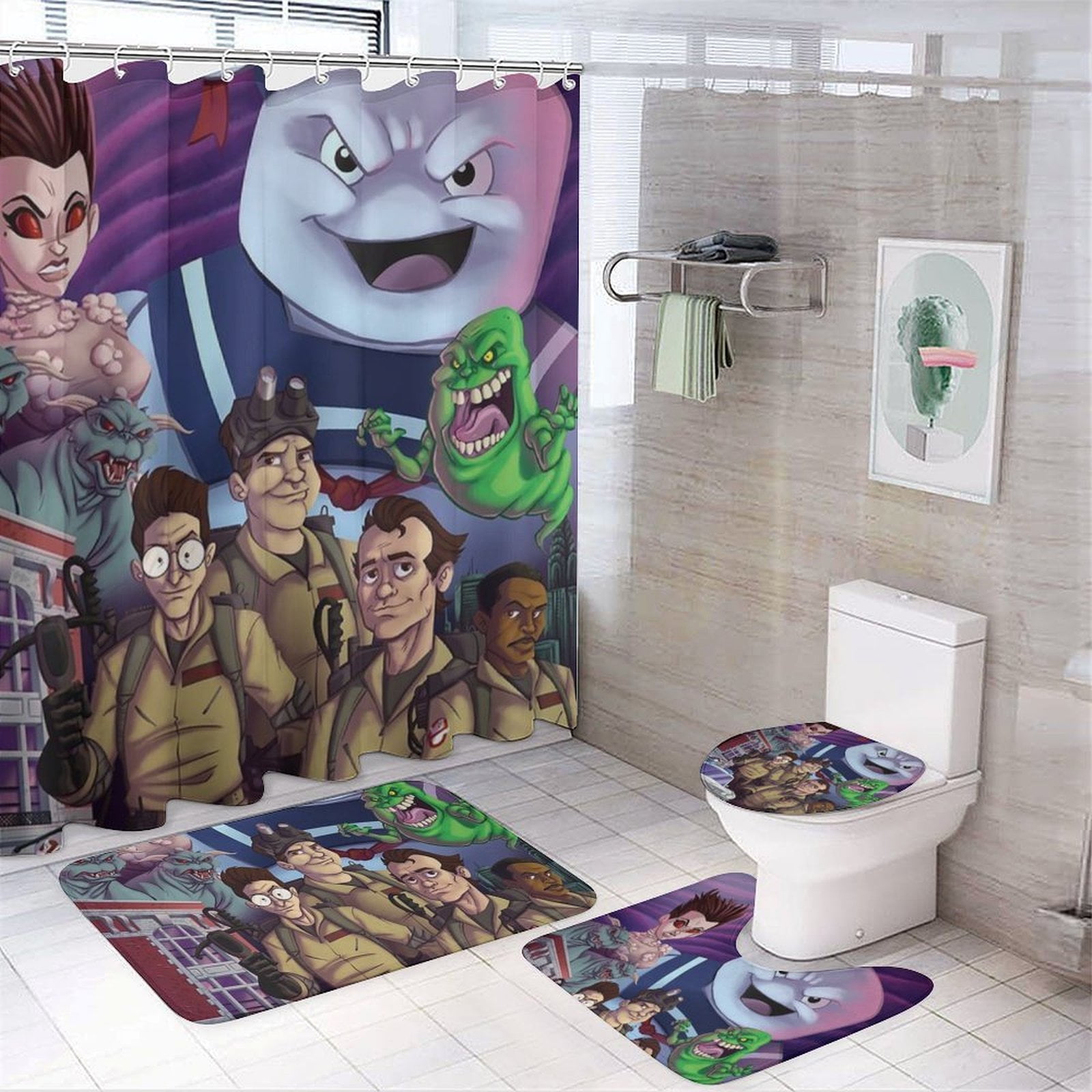 Ghostbusters Stay Puft Marshmellow 4PCS Bathroom Sets Shower Curtain ...