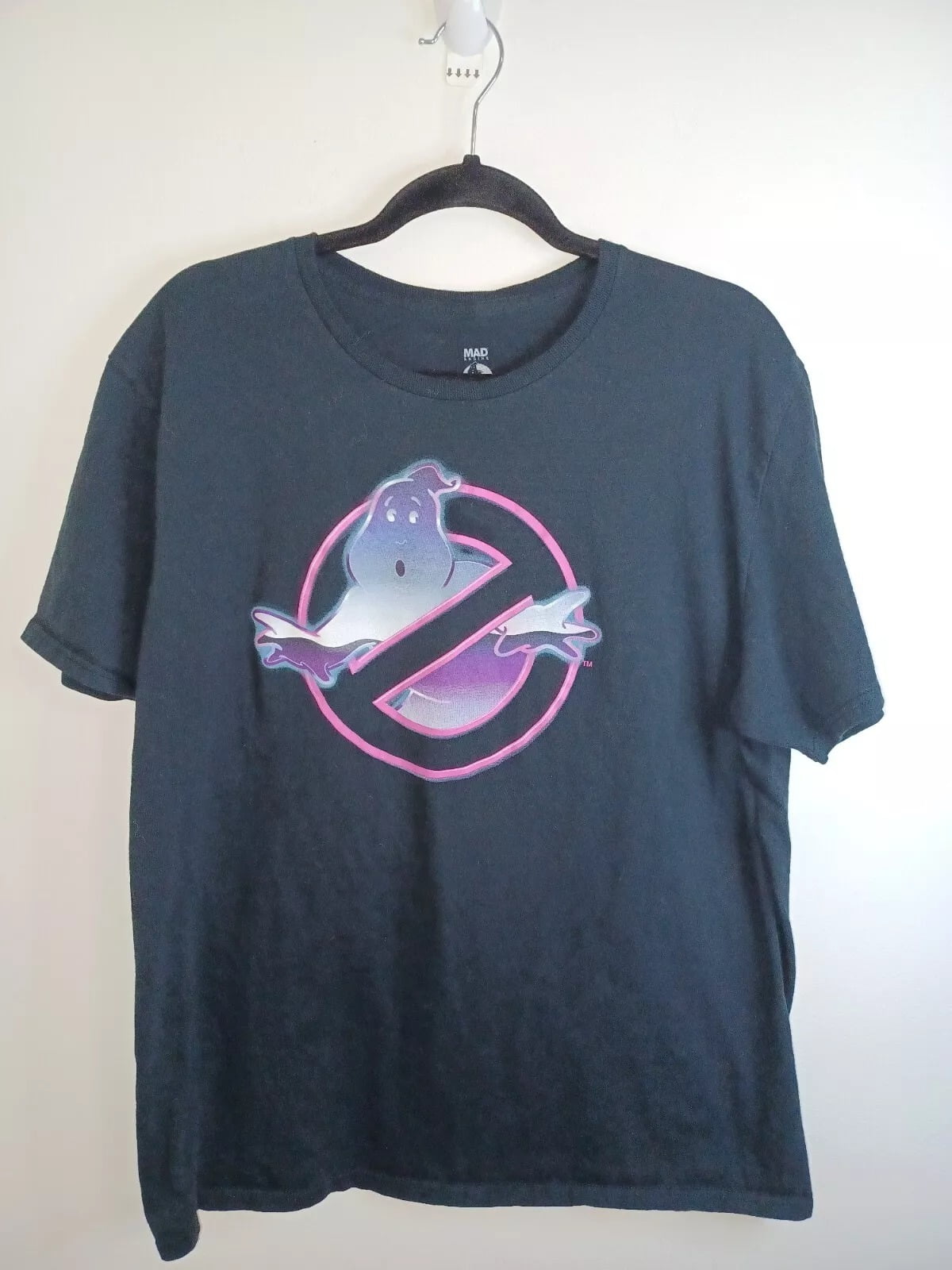Ghostbusters T Shirt XL Black Mad Engine Neon Light Pink Shortsleeve ...