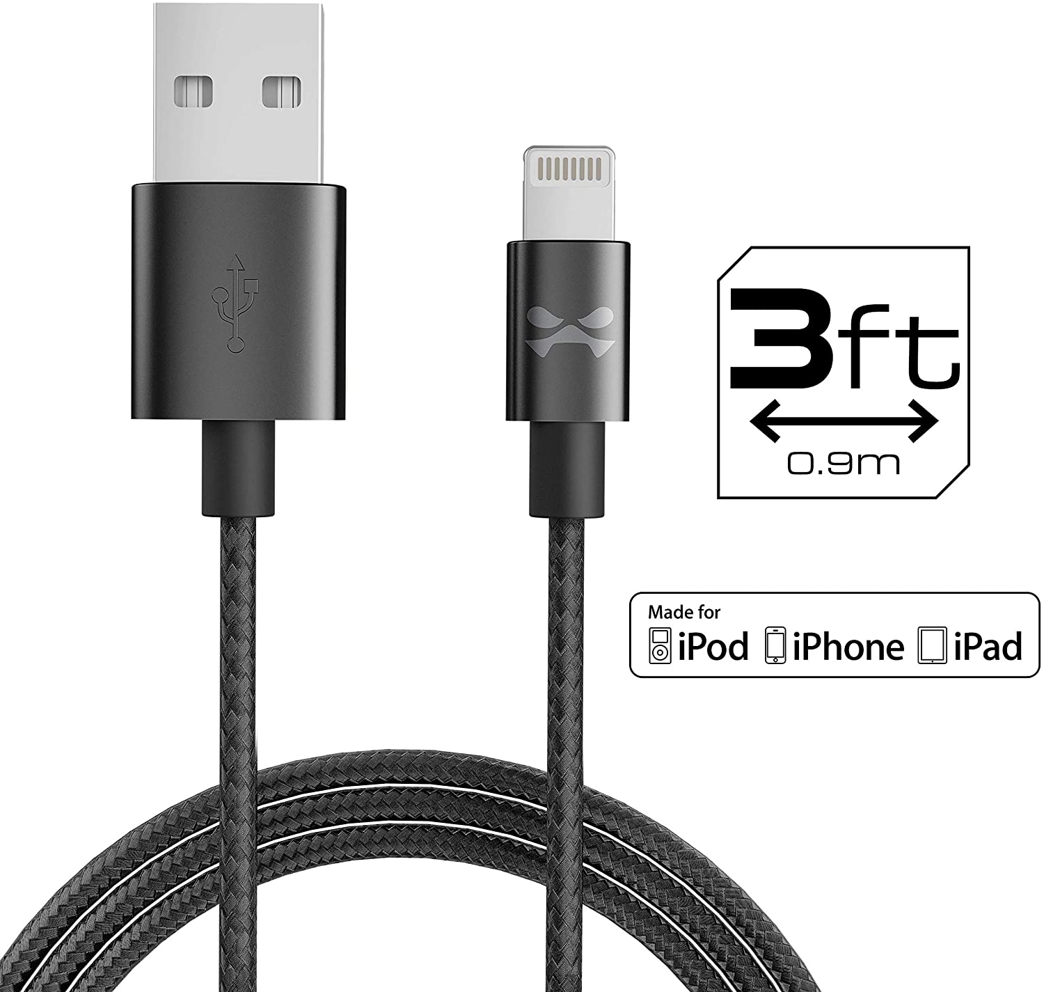 Ghostek NRGline 3FT Lightning Cable MFI Certified Charger Durable Nylon ...