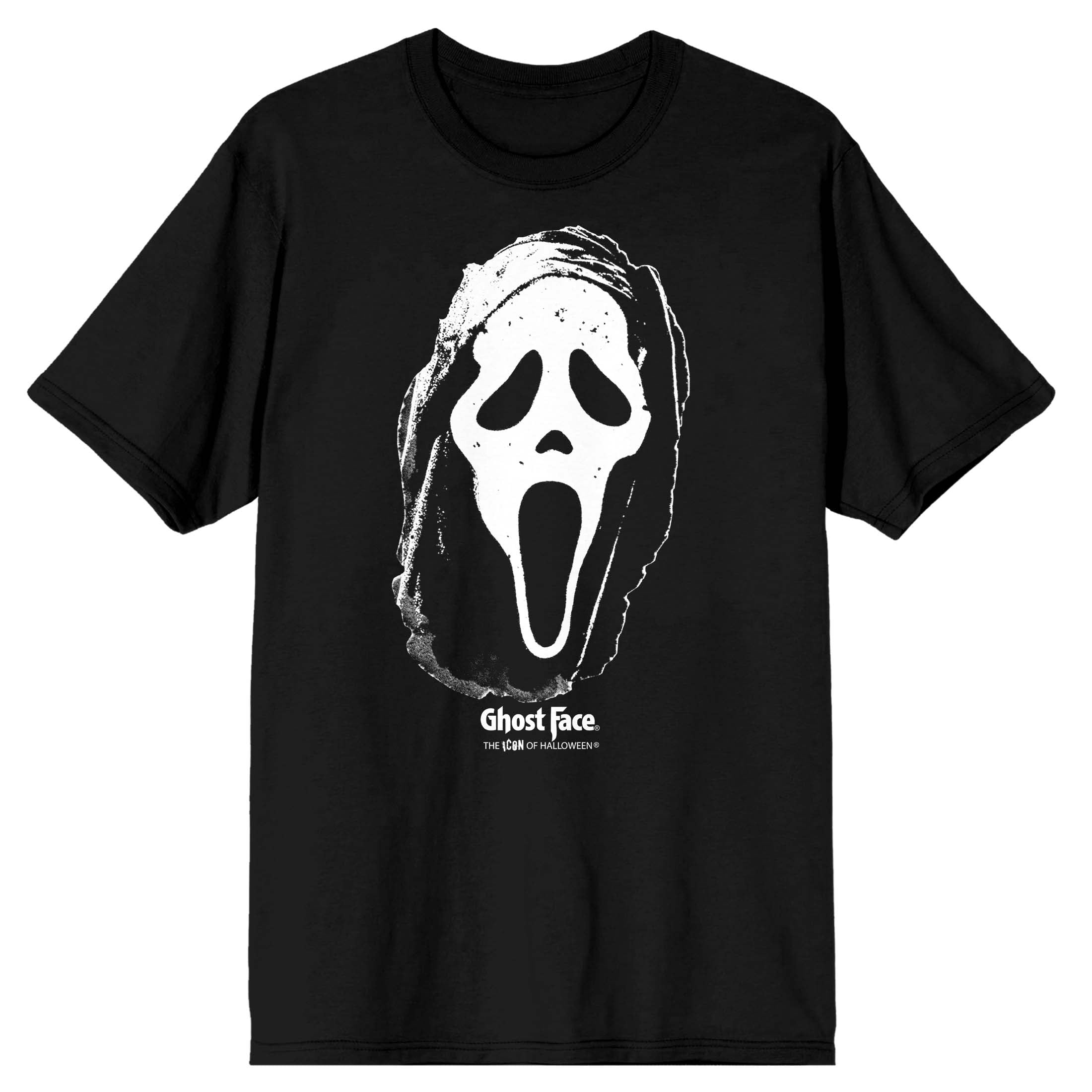 Ghostface Distressed Mask Adult Black Crew Neck Short Sleeve T-shirt-XS ...