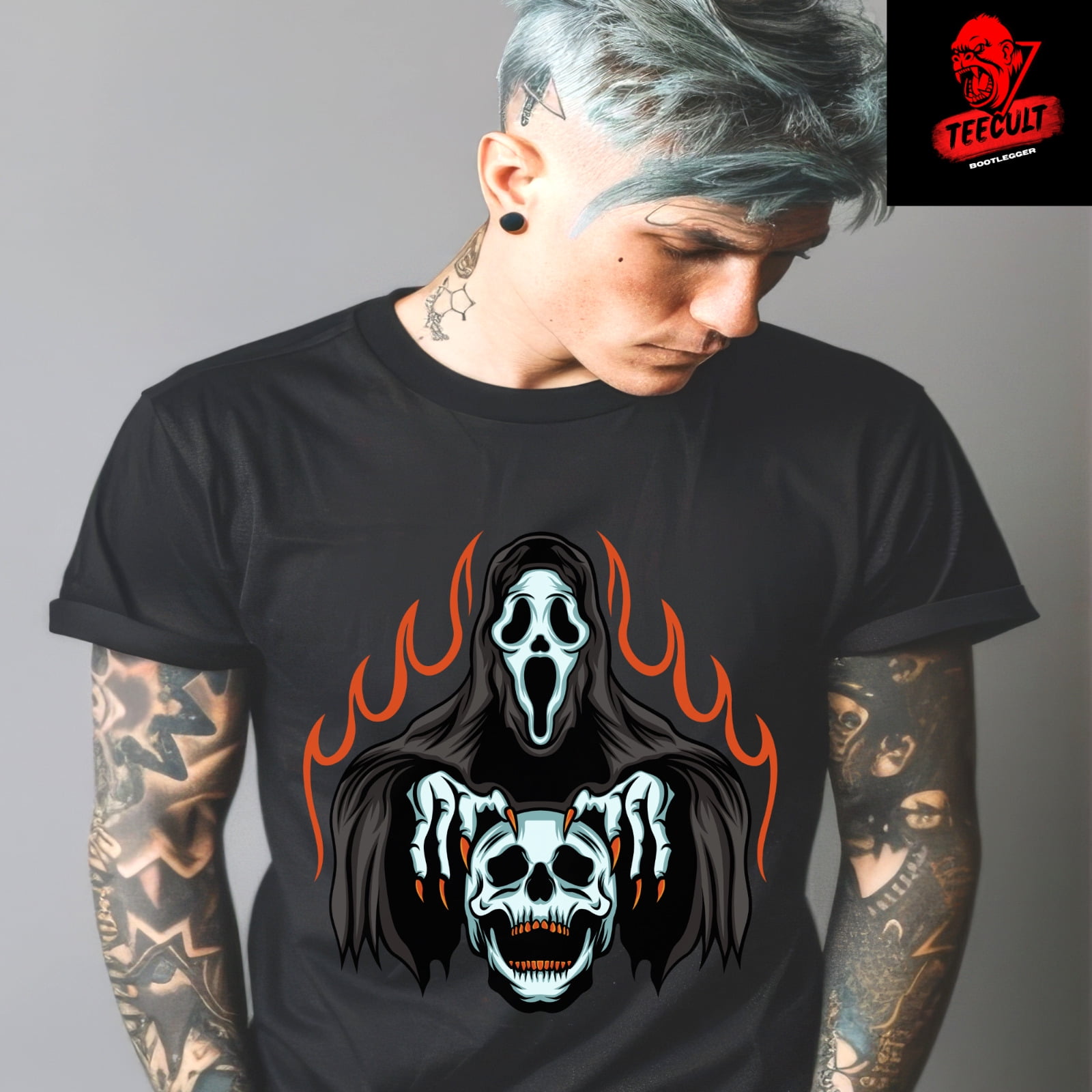 Ghostface Horror Mask Heavy Cotton Shirt - Walmart.com