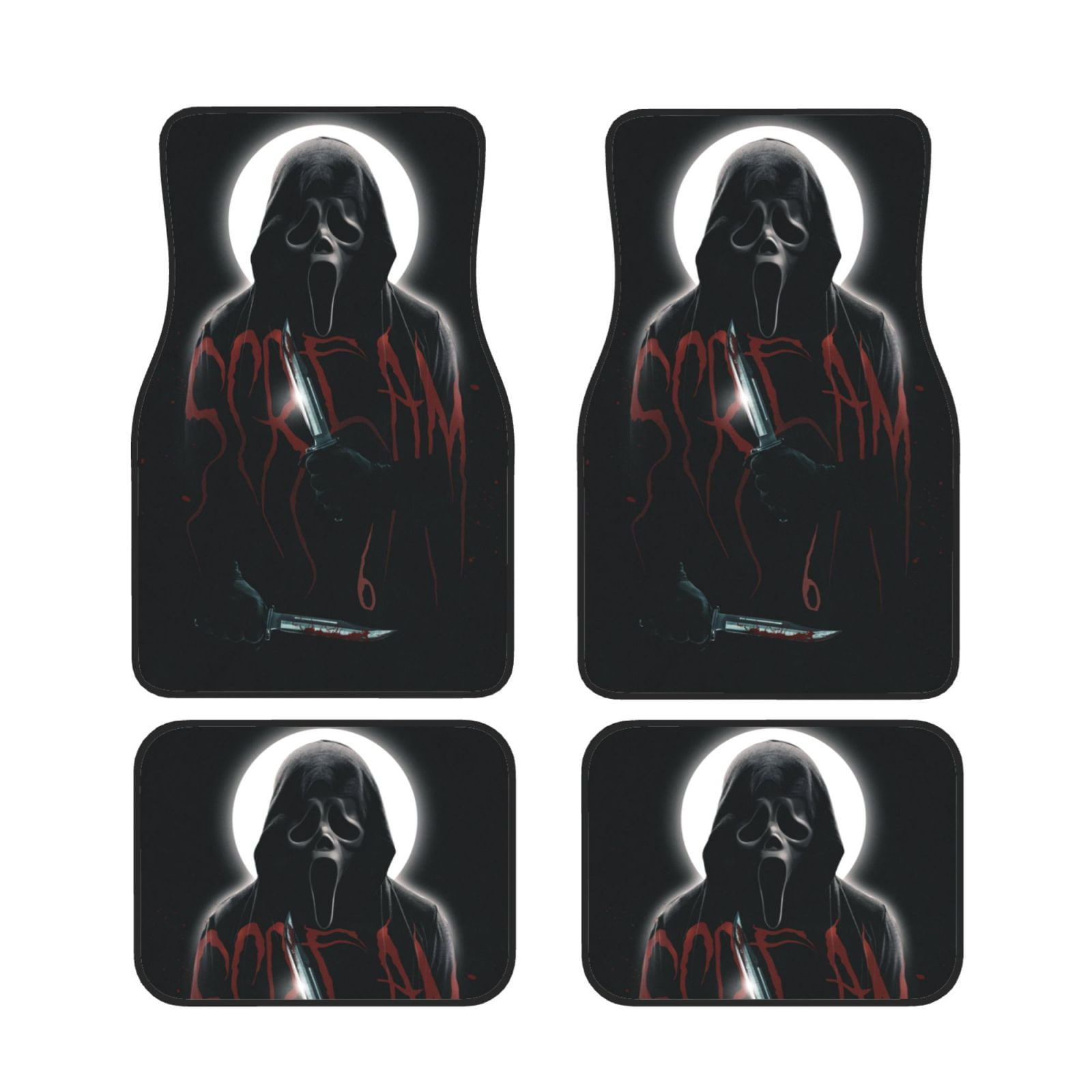 Ghostface Killer Scream Car Floor Mat Set 4-Piece Front/Rear Auto Foot ...