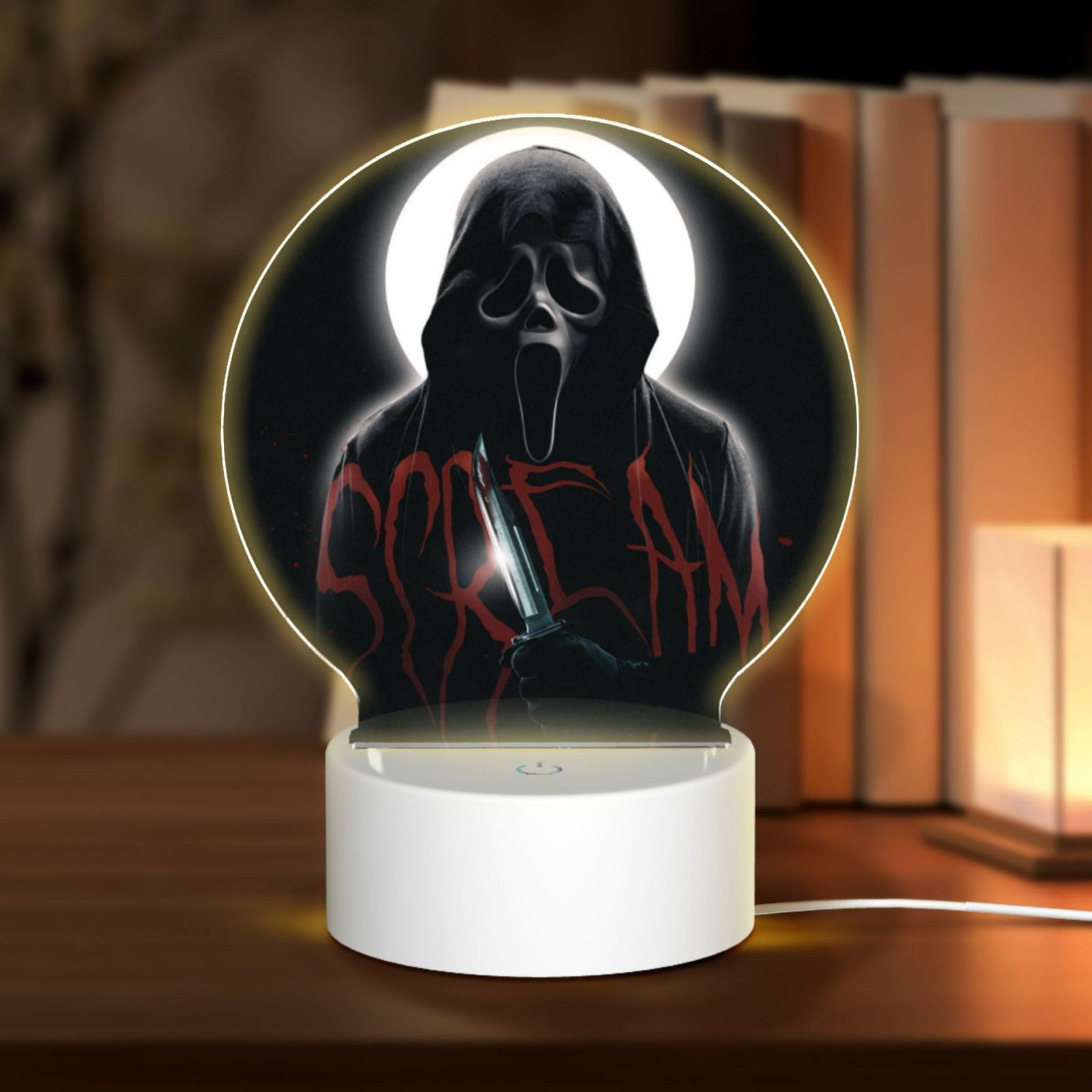 Ghostface Killer Scream Round Acrylic Night Light USB Cable LED Lamp ...