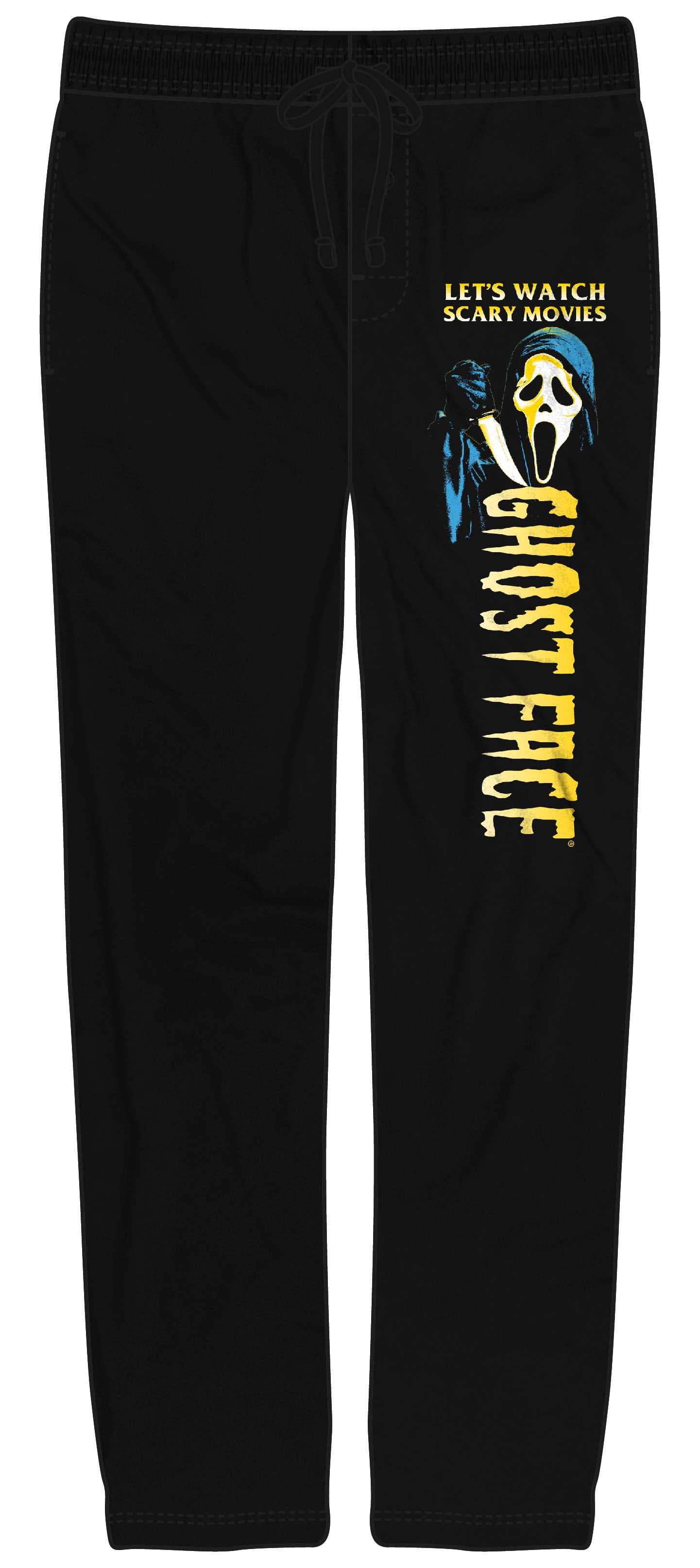 Scream Ghostface Men's Black Halloween PJs, Horror Movie Themed Sleep ...