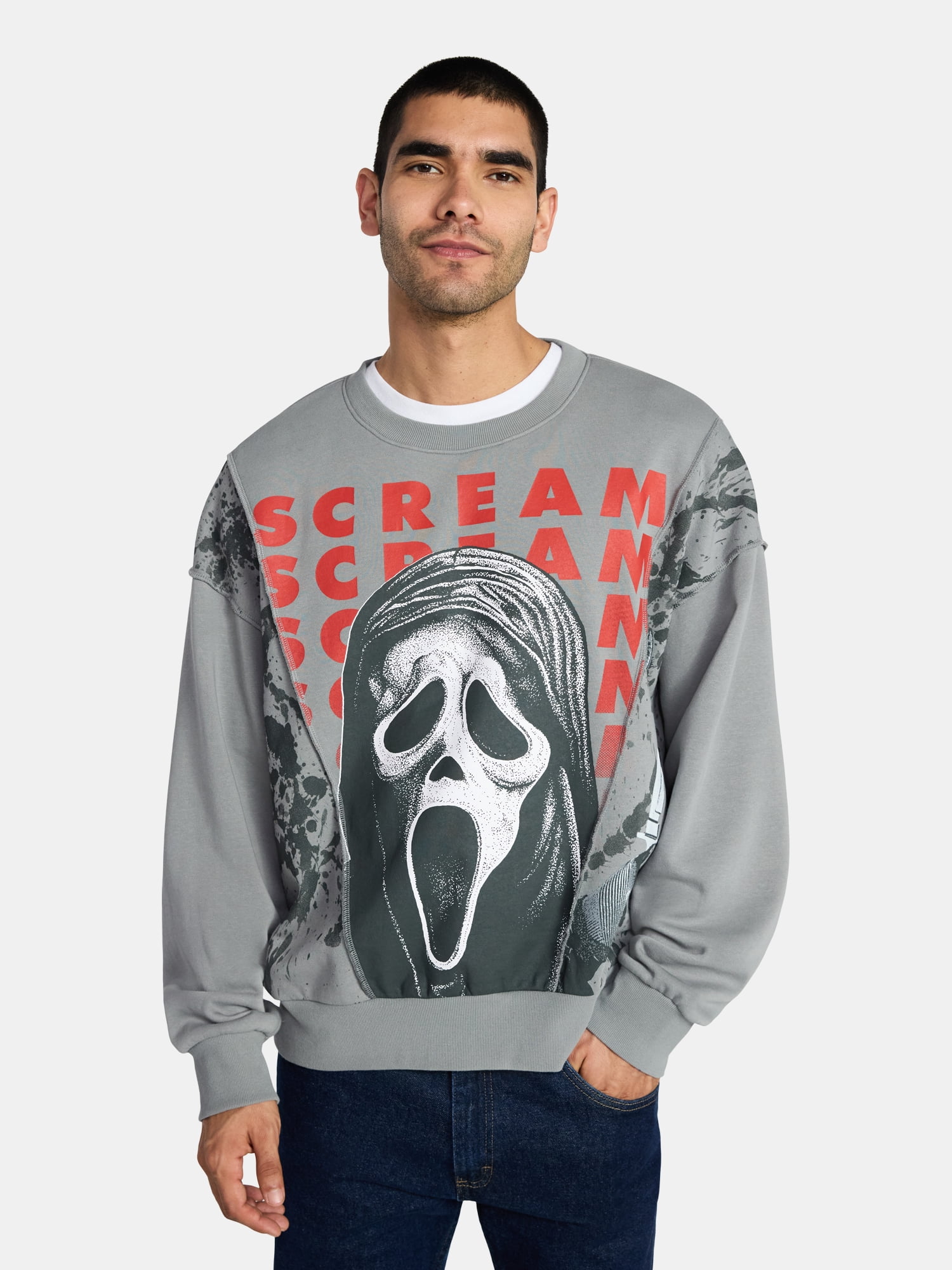 Ghostface Men's and Big Men's Crewneck Fleece Sweatshirt, Sizes S-3XL ...