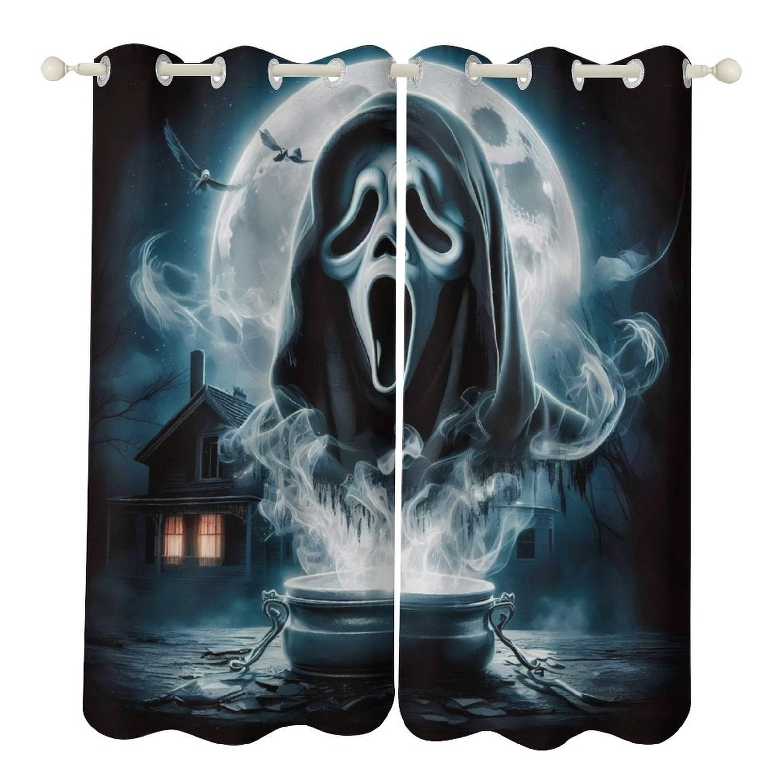 Ghostface Perforated Curtain Blackout Curtains Decorative Apartment ...