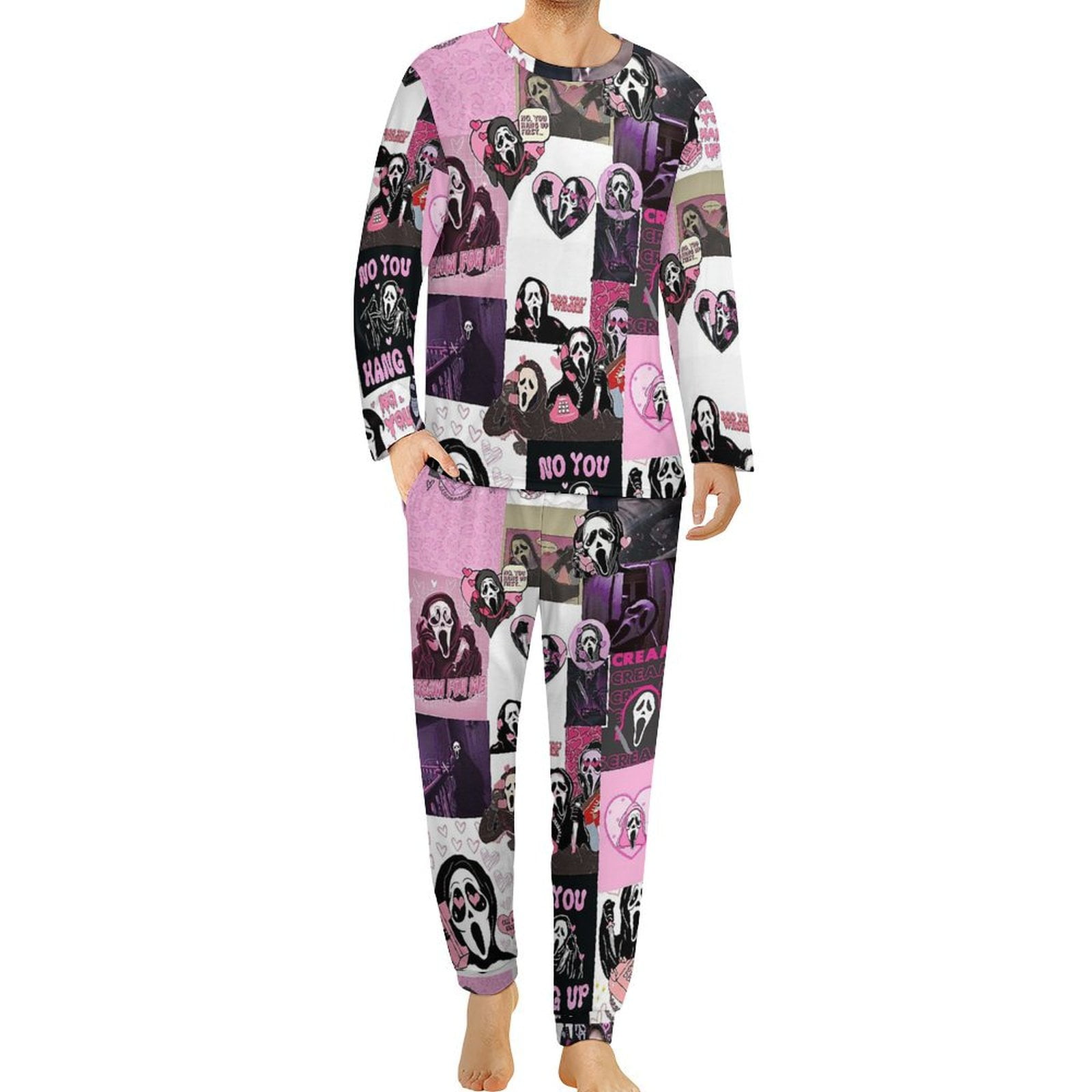 Ghostface Sc-ream Men's Pajama Suit Long Sleeve Sleepwear Top And Pants ...