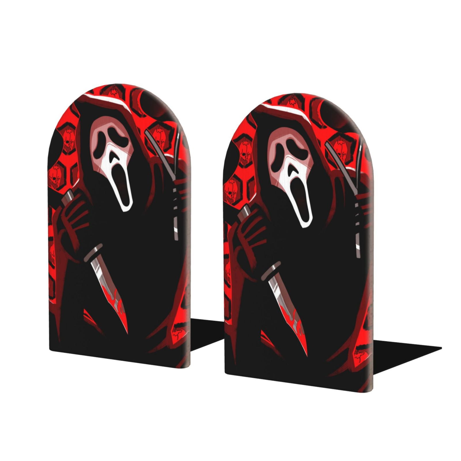 Ghostface Scream Horror Bookends Wood Book Divider Shelves Non-Skid ...