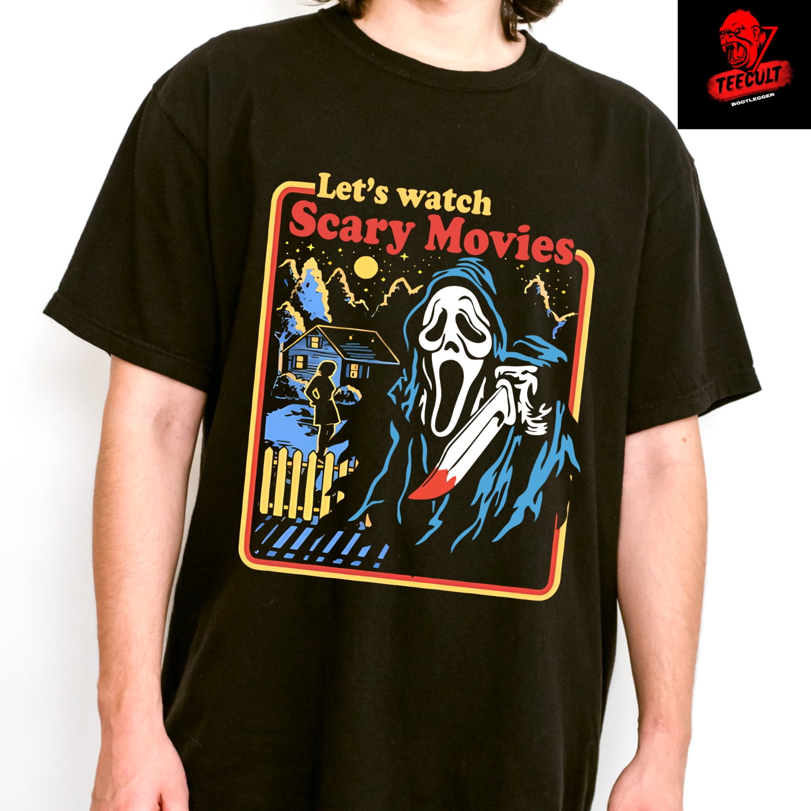Ghostface Scream Horror Movie Retro Tee | Unisex Heavy Cotton T-Shirt S ...