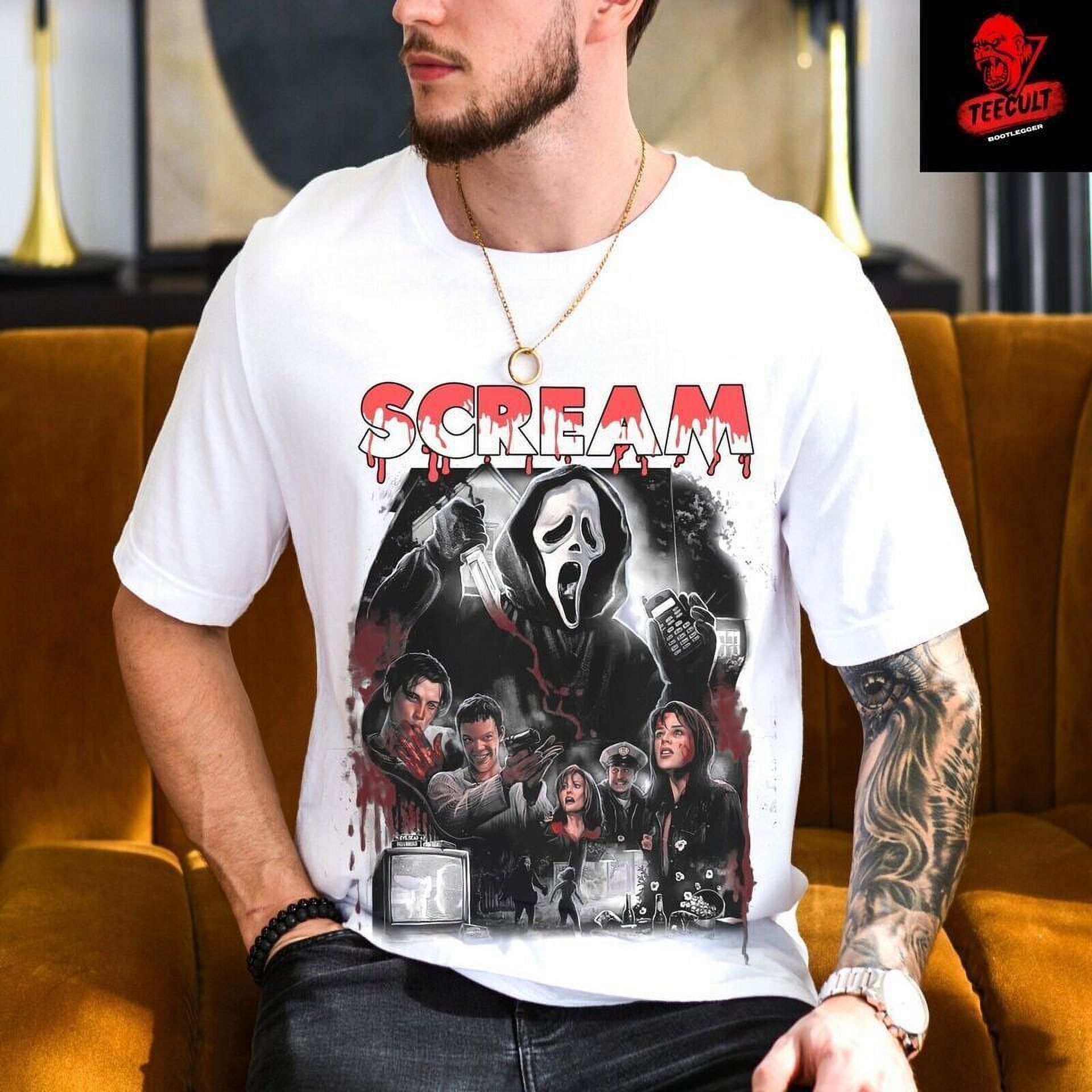 Ghostface Scream Horror Movie Retro Tee - Walmart.com