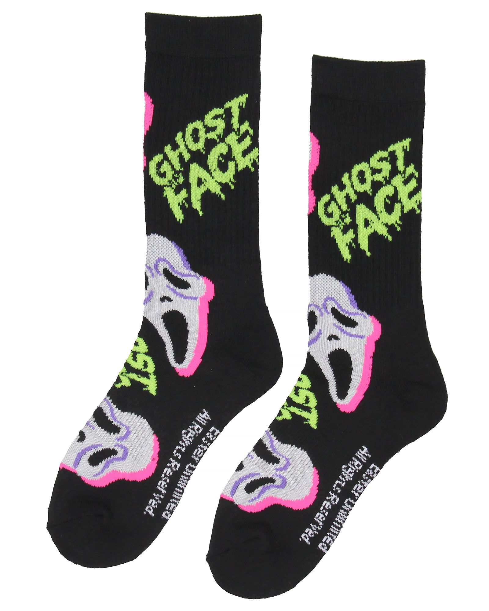 Ghostface Scream Movie Film Neon Paint Character Halloween Crew Socks Size 8-12 - Walmart.com