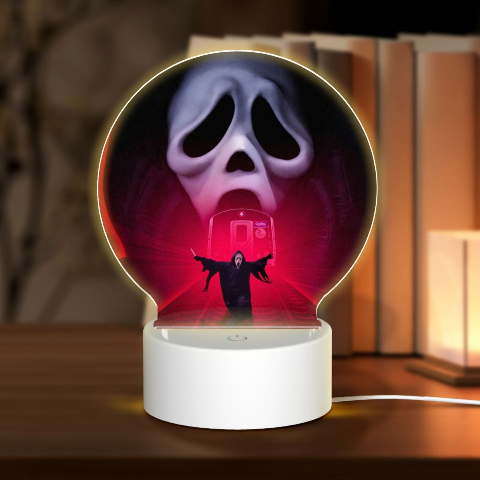 Ghostface Scream Movie Round Acrylic Night Light USB Cable LED Lamp ...