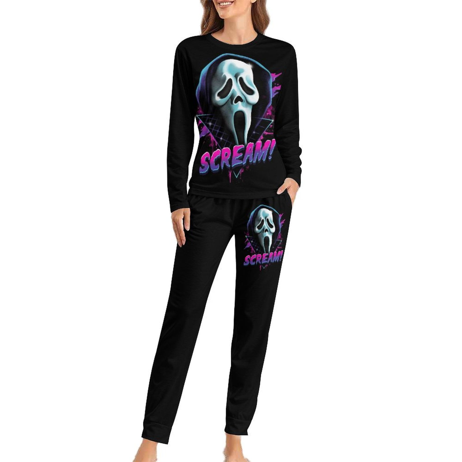 Ghostface Scream Women's Pajama Set Soft Cozy House Wear Sets Long ...