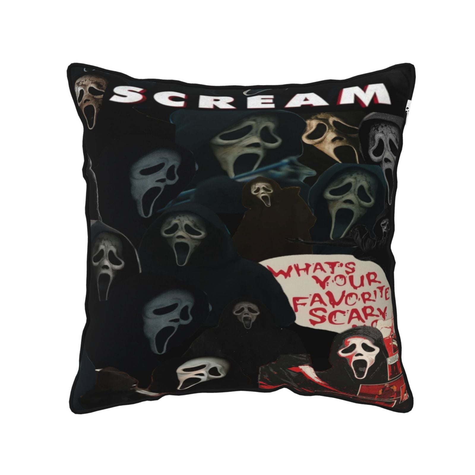 Ghostface Throw Pillow Covers Square Contrast Piping Velvet Cushion ...