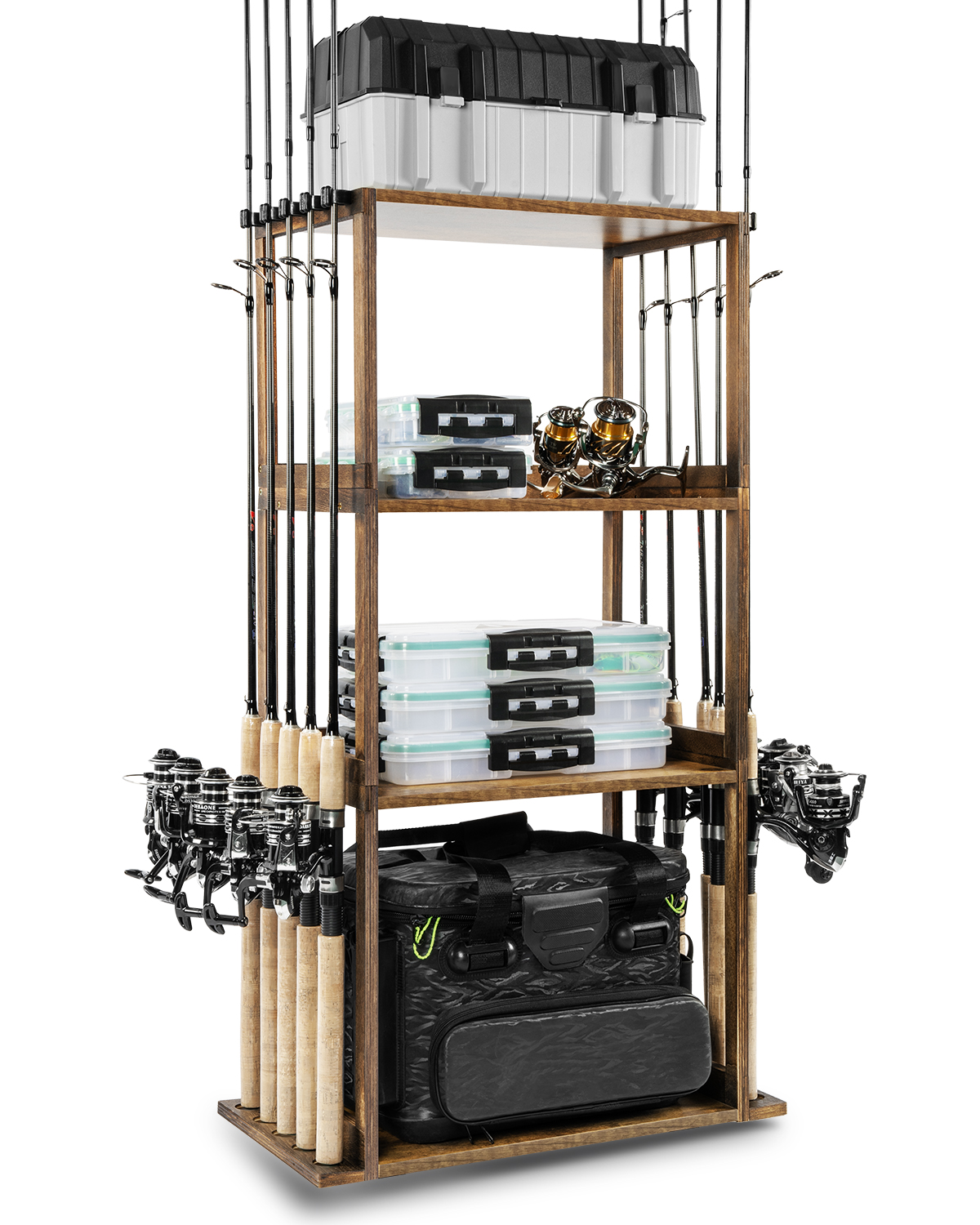 Ghosthorn Fishing Rod Holders for Garage Holds up 10 Rods Wood Pole Rod ...