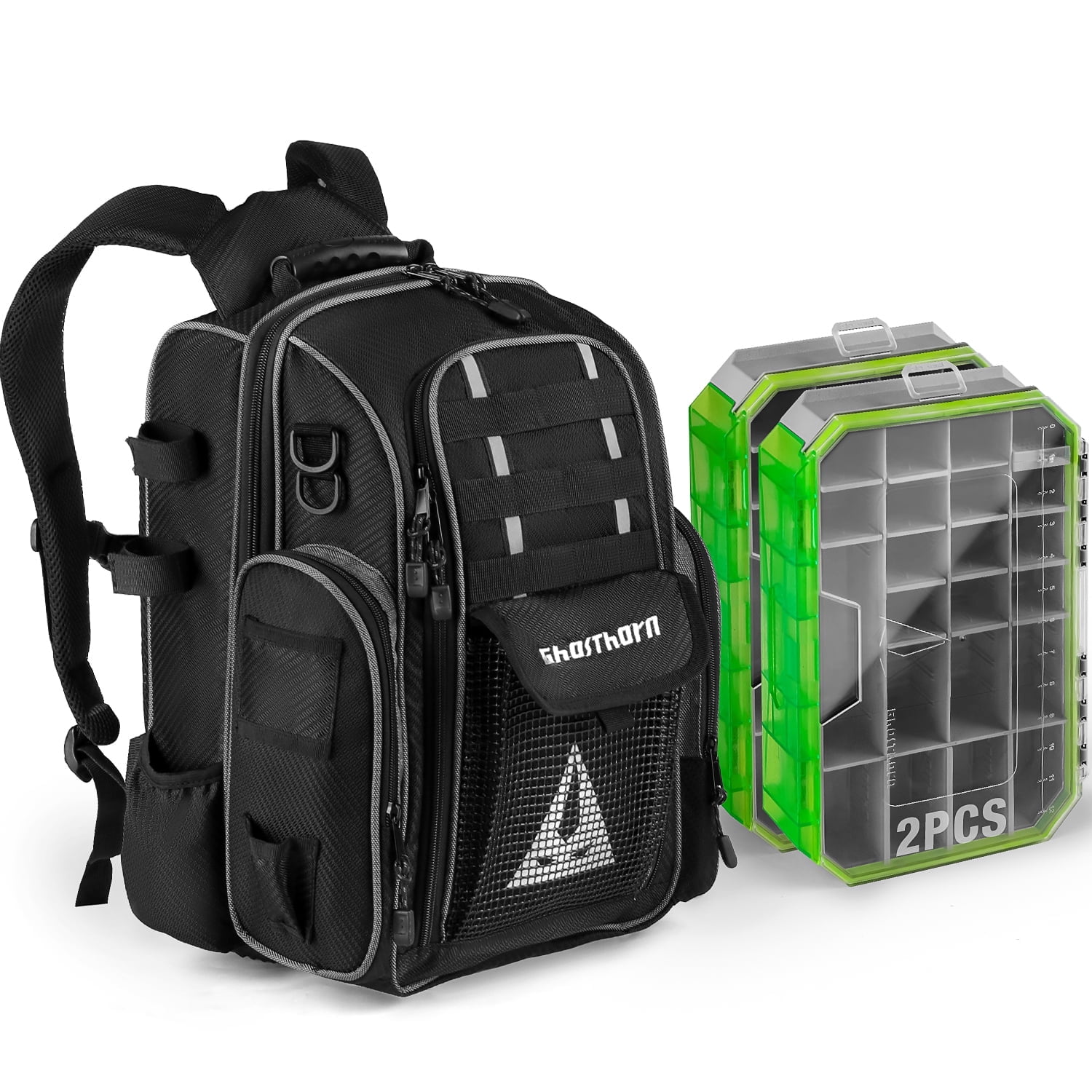 Ghosthorn Fishing Tackle Backpack with Trays 3700 Tackle Boxes & Rod ...