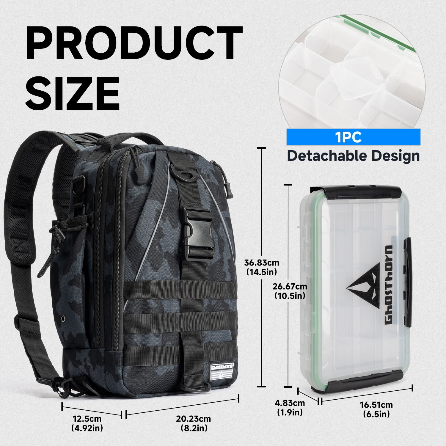 Ghosthorn Fishing Tackle Backpack with Trays 3600 Tackle Boxes & Rod ...