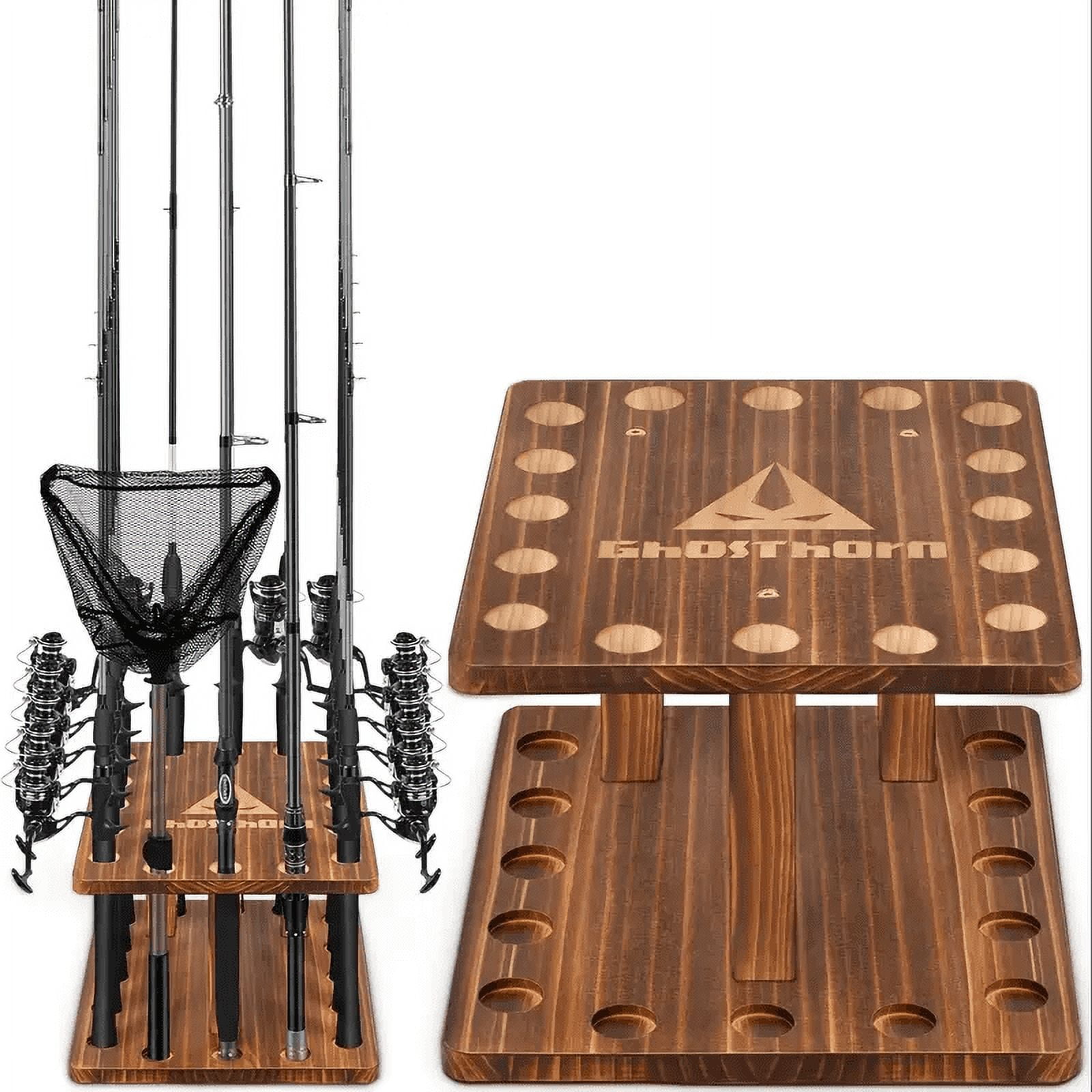 Ghosthorn Fly Fishing Rod Holders for Garage, Vertical Wooden Fishing ...