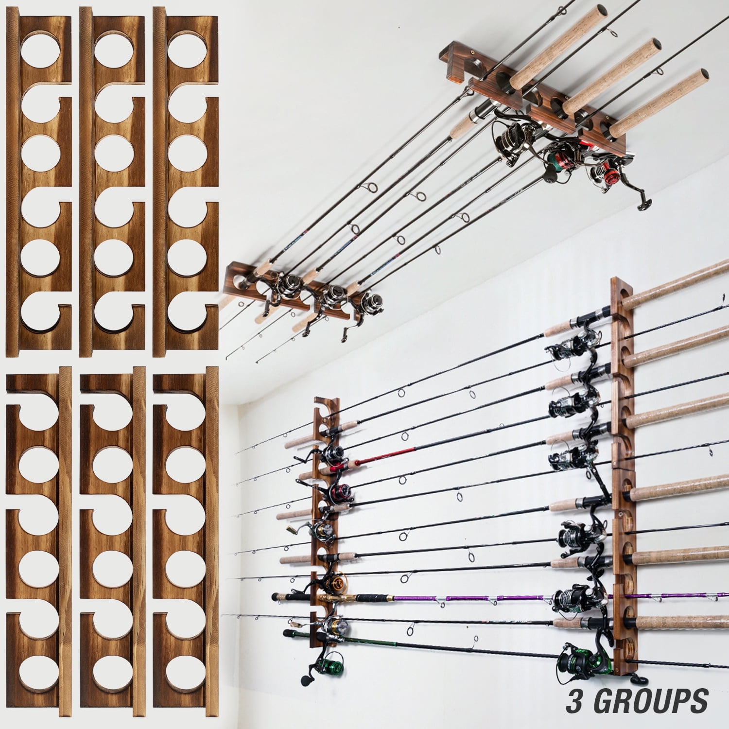 Ghosthorn Holds Up to 18 Rods Fishing Pole Rod Racks Wall or Ceiling ...