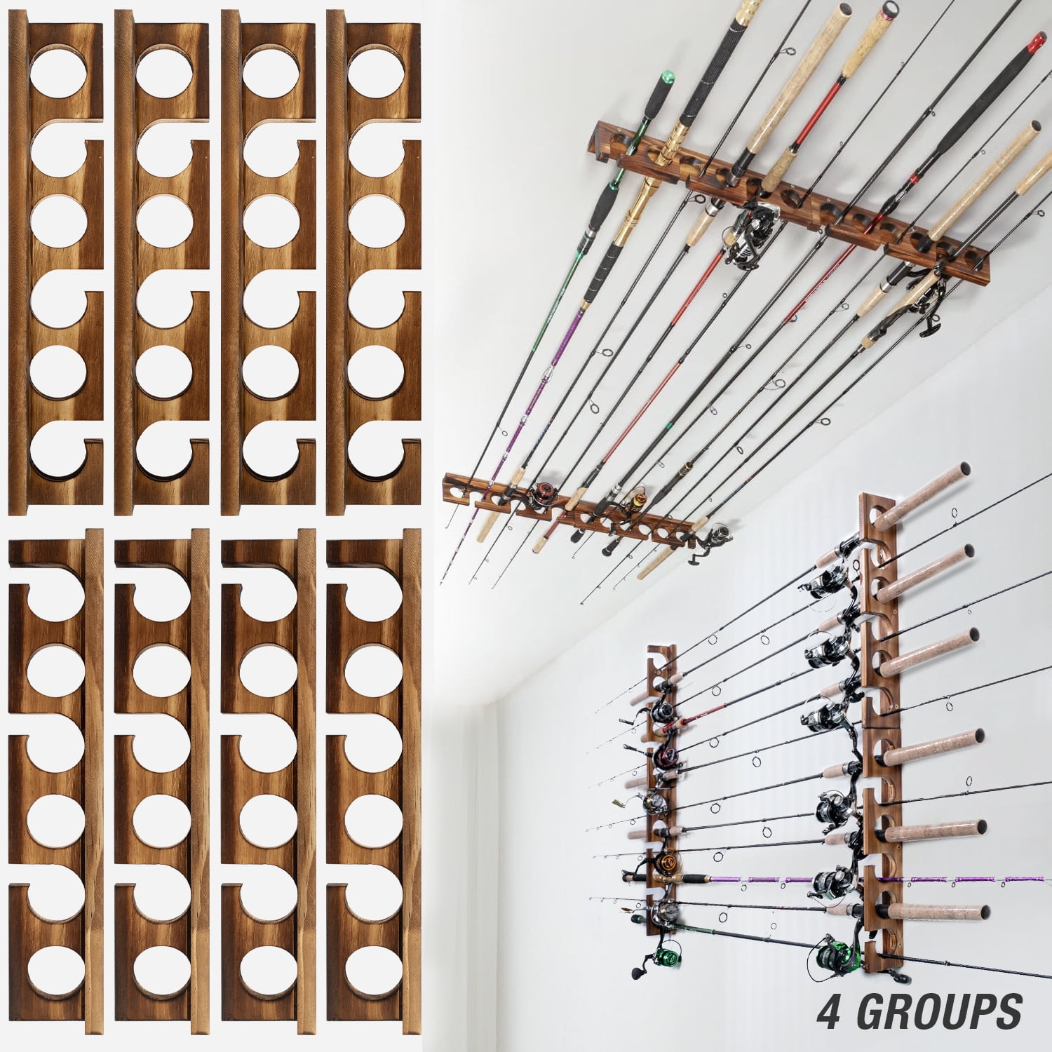 Ghosthorn Holds Up to 24 Rods Fishing Pole Rod Racks Wall or Ceiling ...