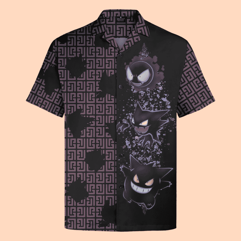 Ghostly Evolution Ghastly Haunter Gengar Pokemon Button Up Hawaiian ...