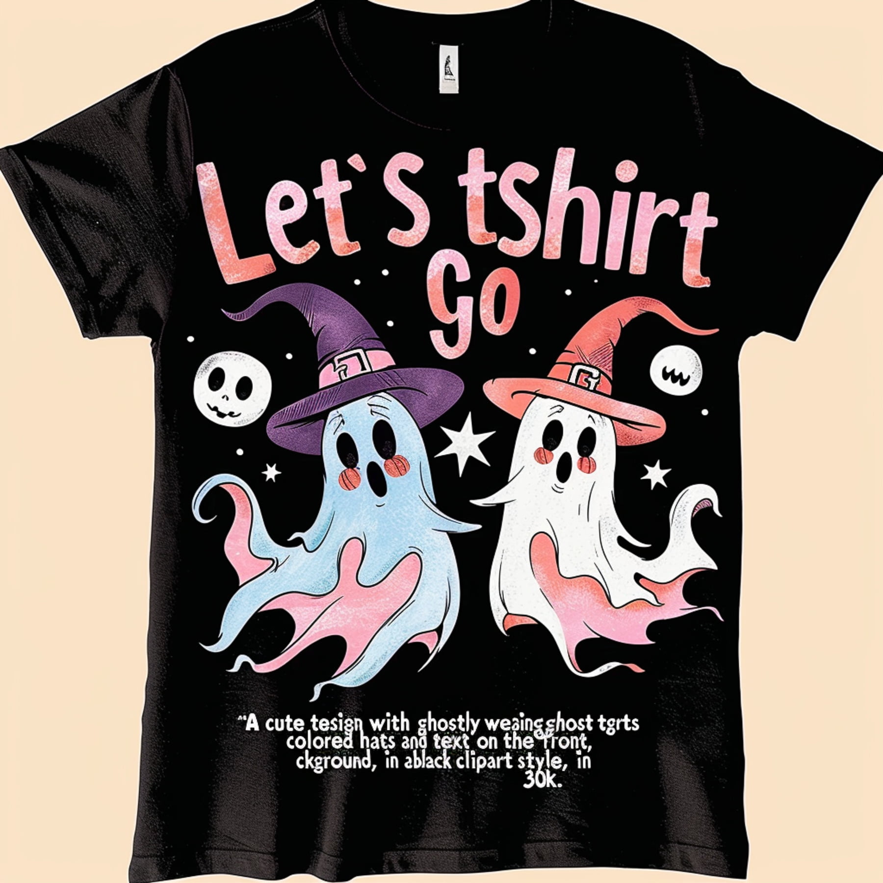 Ghostly Ghouls Pastel Hats Let's Go Halloween Black TShirt A fun and ...