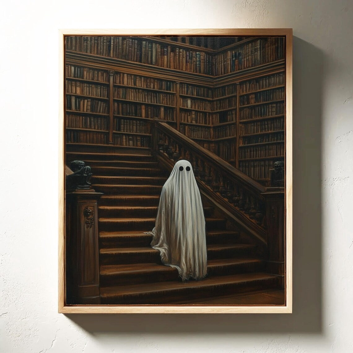 Ghostly Library Stairs Haunted Mansion Art Spooky Ghost In Vintage ...
