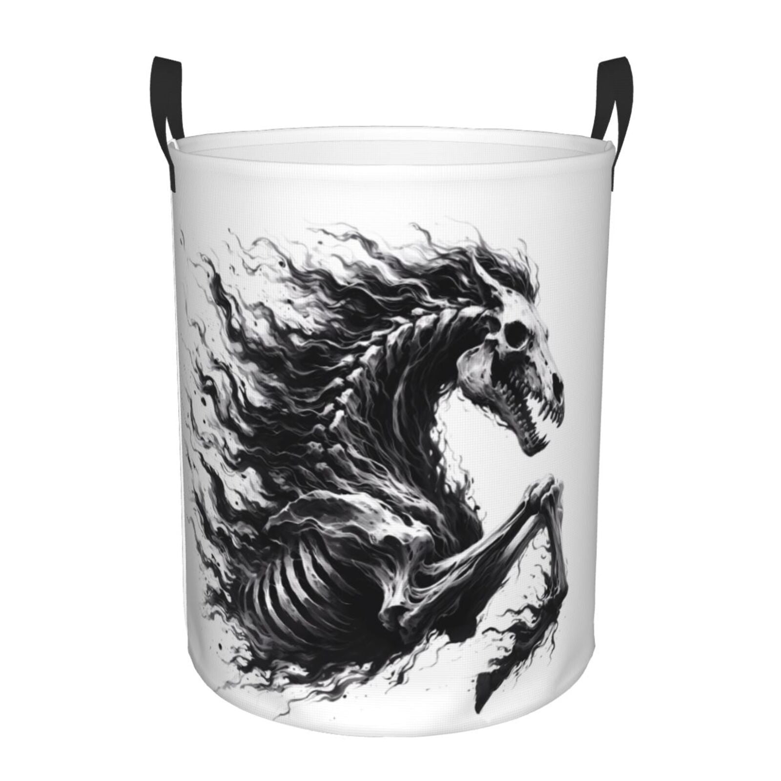 Ghostly Skeleton Horse Laundry Basket with Handles - Freestanding ...
