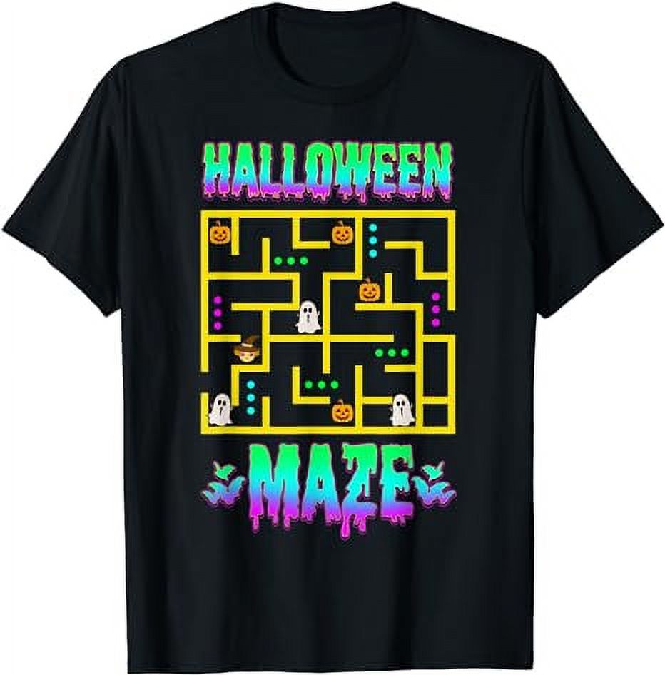 Ghosts And Pumpkins Maze Riddle Puzzle Funny Halloween Gamer T-Shirt ...