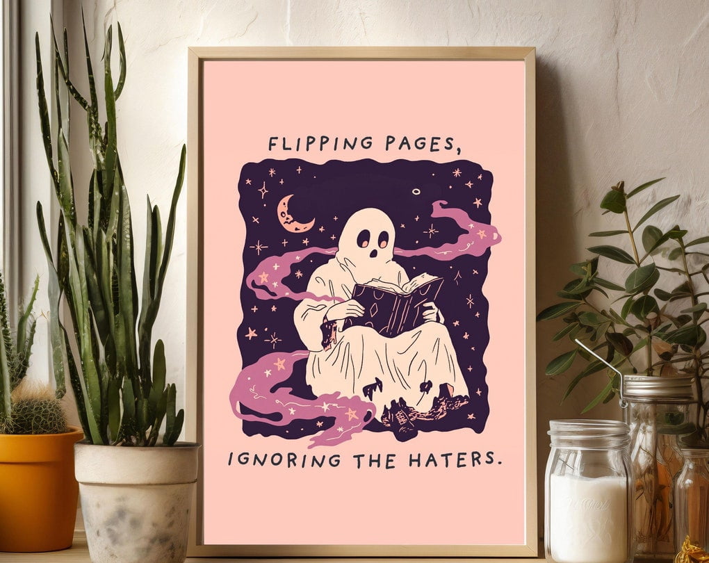 Ghosts Art Print, Cute Ghost, Dark Academia, Moody Decor Vintage Poster ...