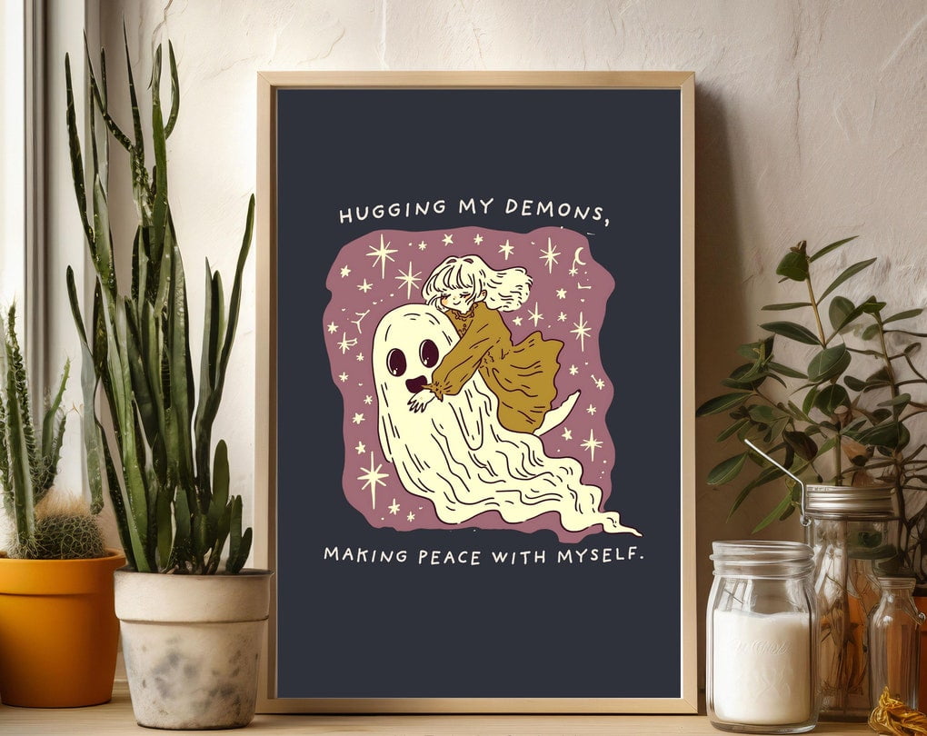 Ghosts Art Print, Cute Ghost, Ghost Halloween, Halloween Wall Art, Self ...