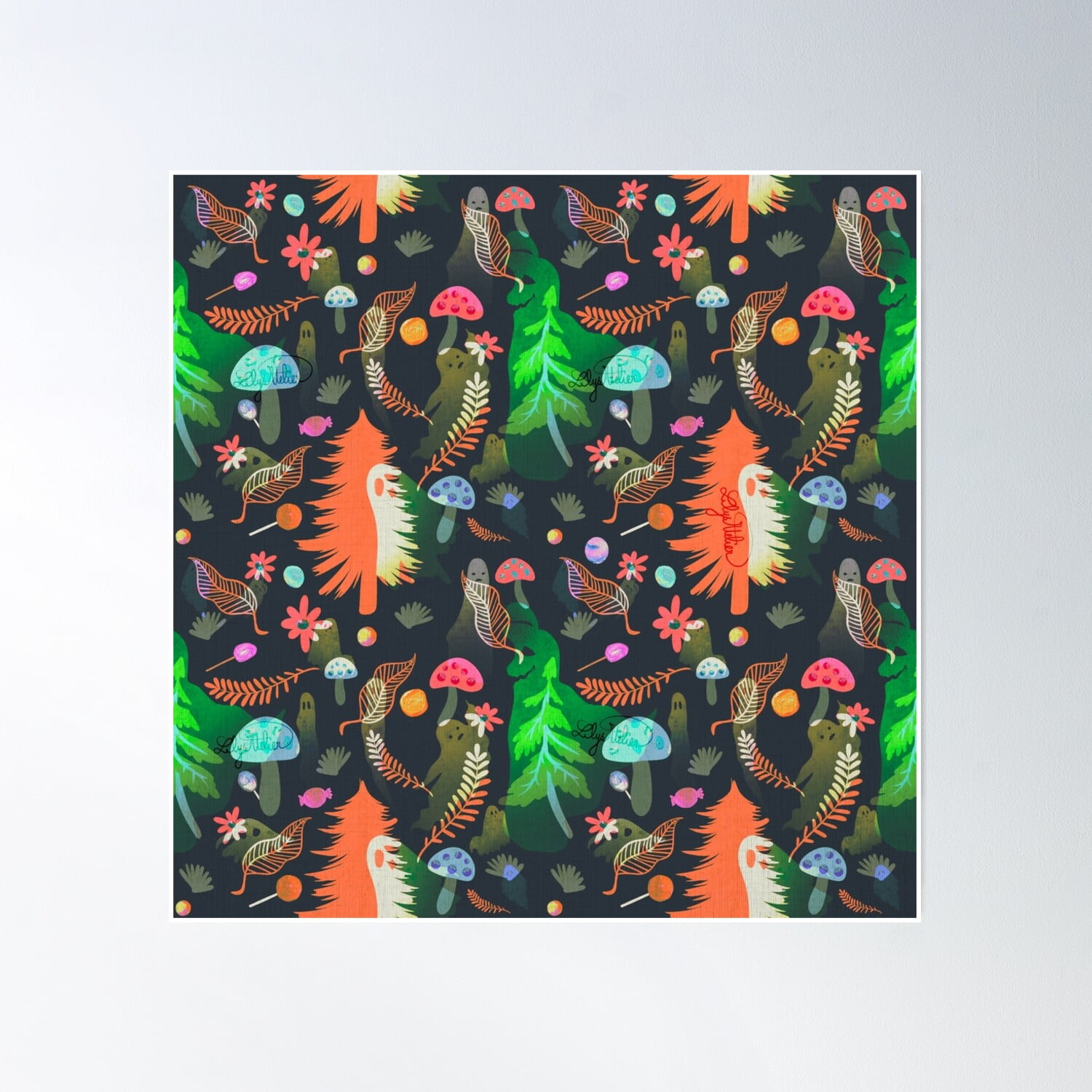 Ghosts In The Forest Poster Wall Art, Modern Wall Decor, 16x16 UNFRAMED ...