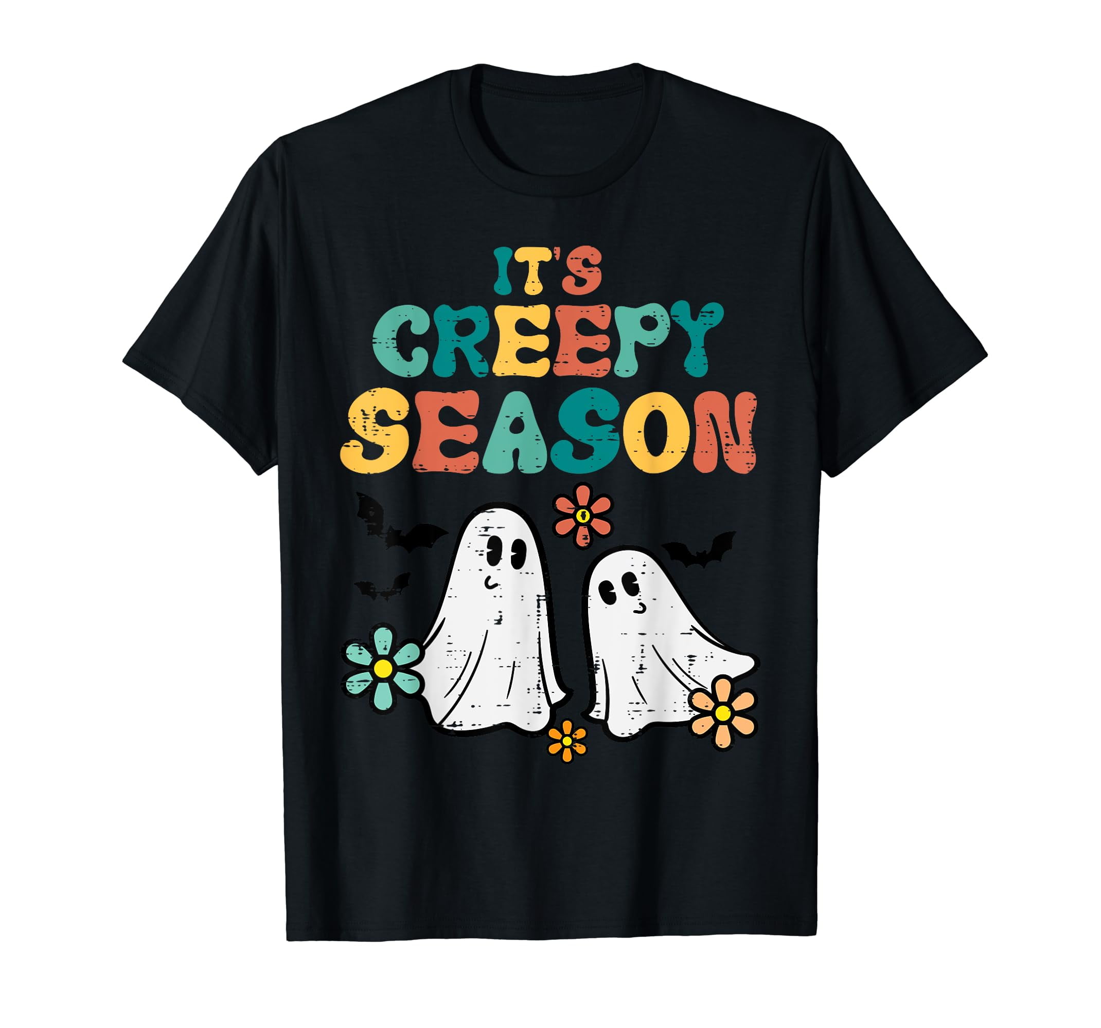 Ghosts Its Creepy Season Retro Halloween Costume Men Girls T-Shirt ...