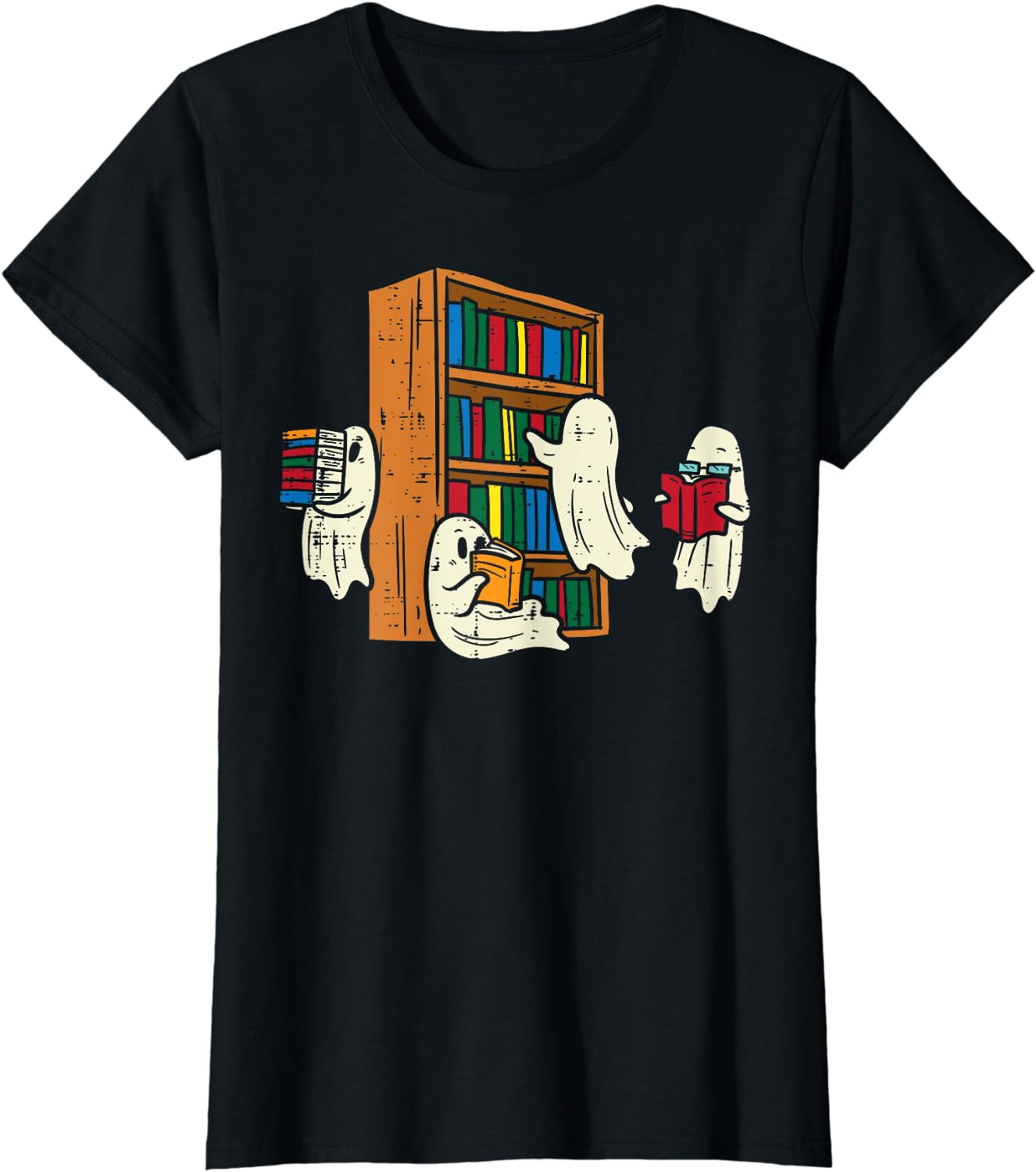 Ghosts Reading Books Teacher Halloween Librarian Boooks T-Shirt ...