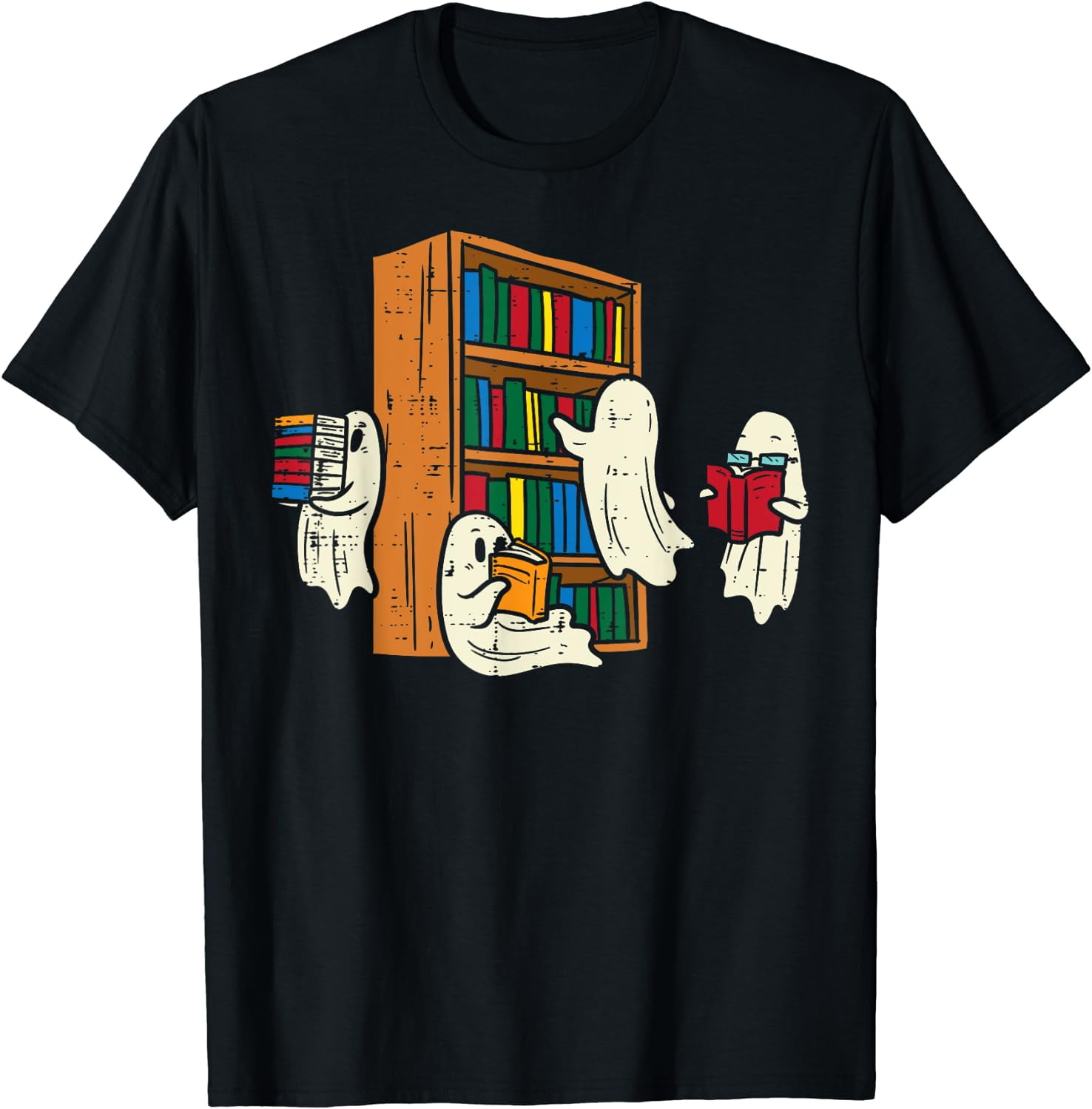 Ghosts Reading Books Teacher Halloween Librarian Boooks T-Shirt ...