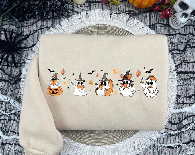 Ghosts Shirt, Cute Ghosts Tshirt, Pumpkin Fall Sweatshirt, Haunted ...