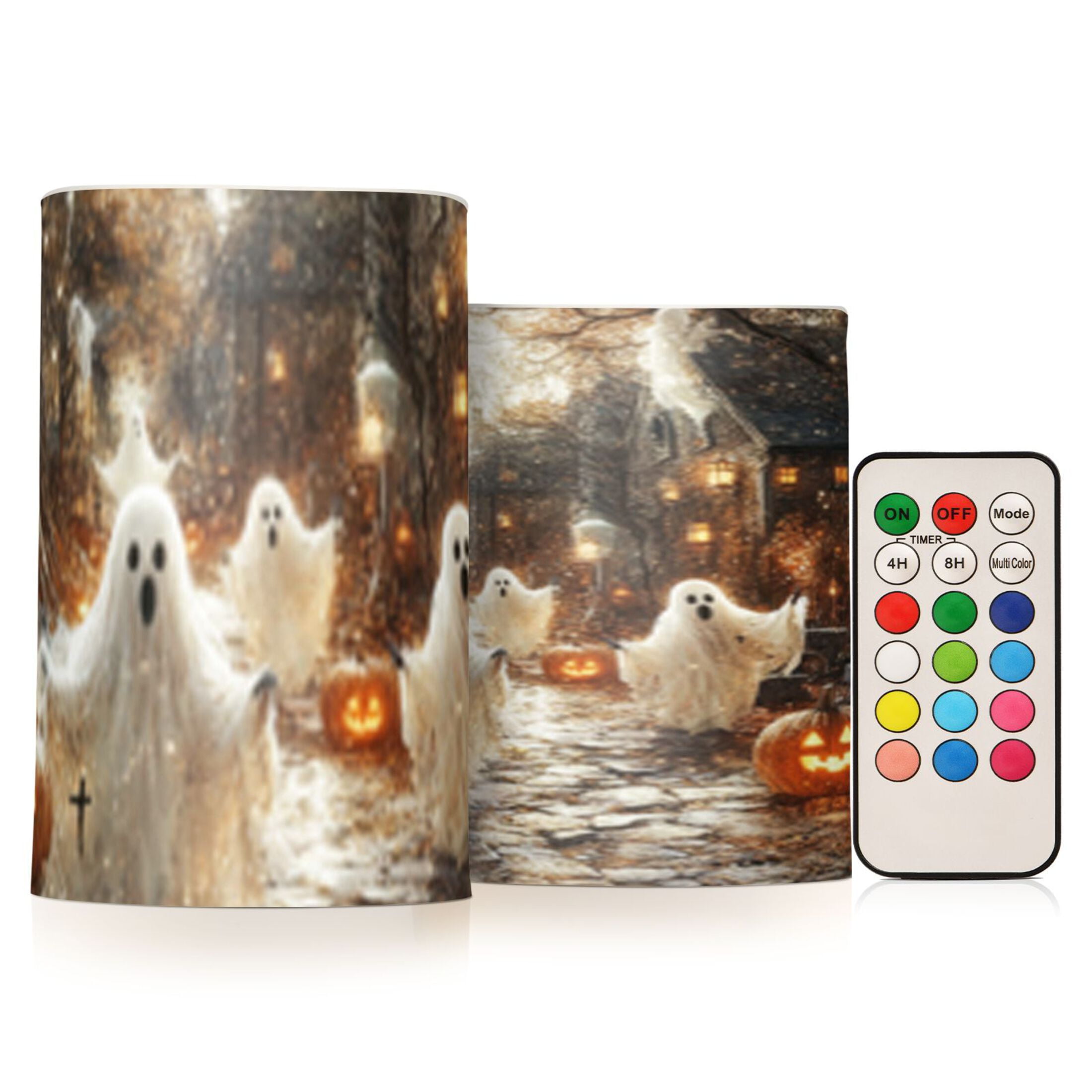 Ghosts and Pumpkin Lamps Flickering Flameless Candles Battery Operated ...