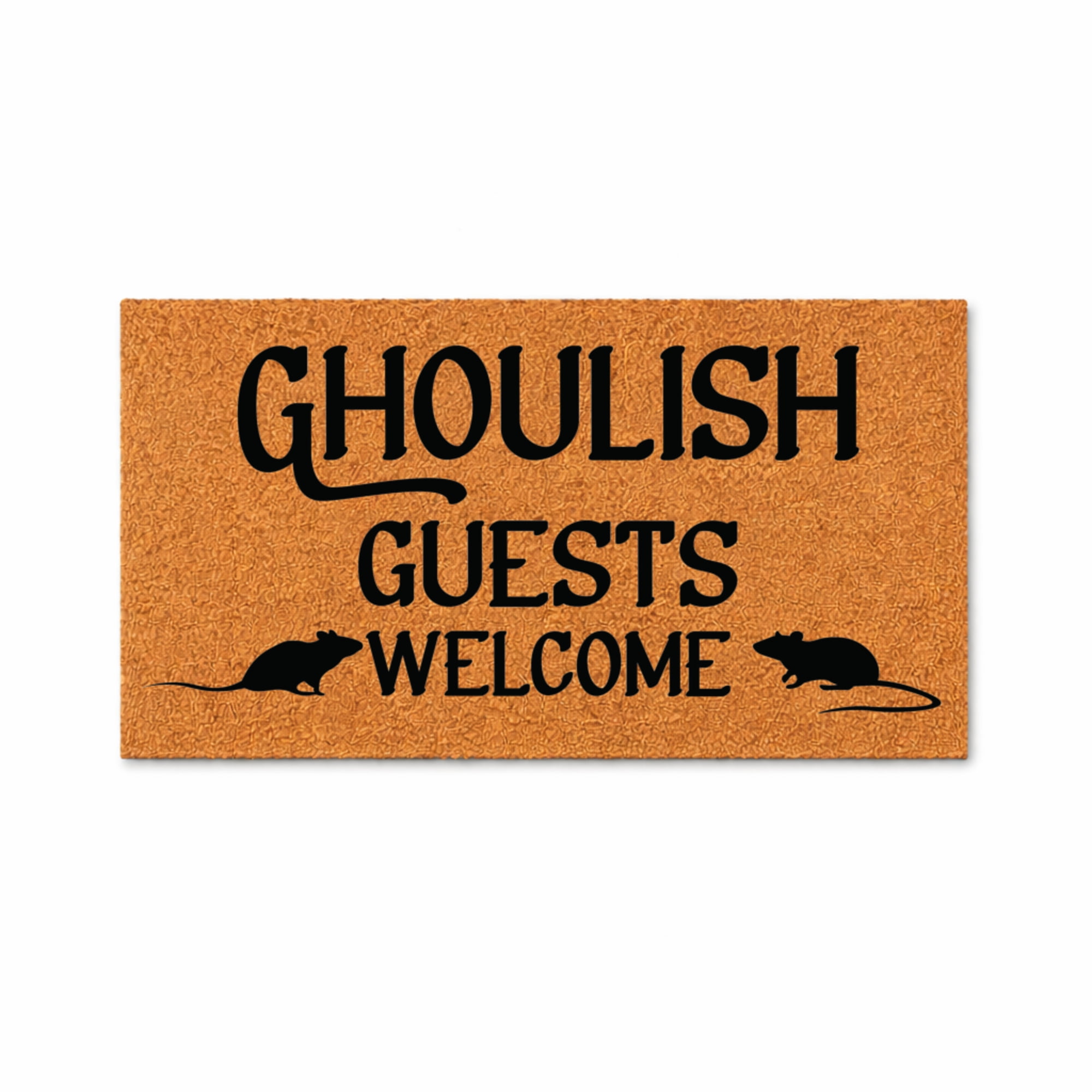 Ghoulish Guests Welcome, Rat Silhouette Design - Brown Coir PVC Outdoor ...