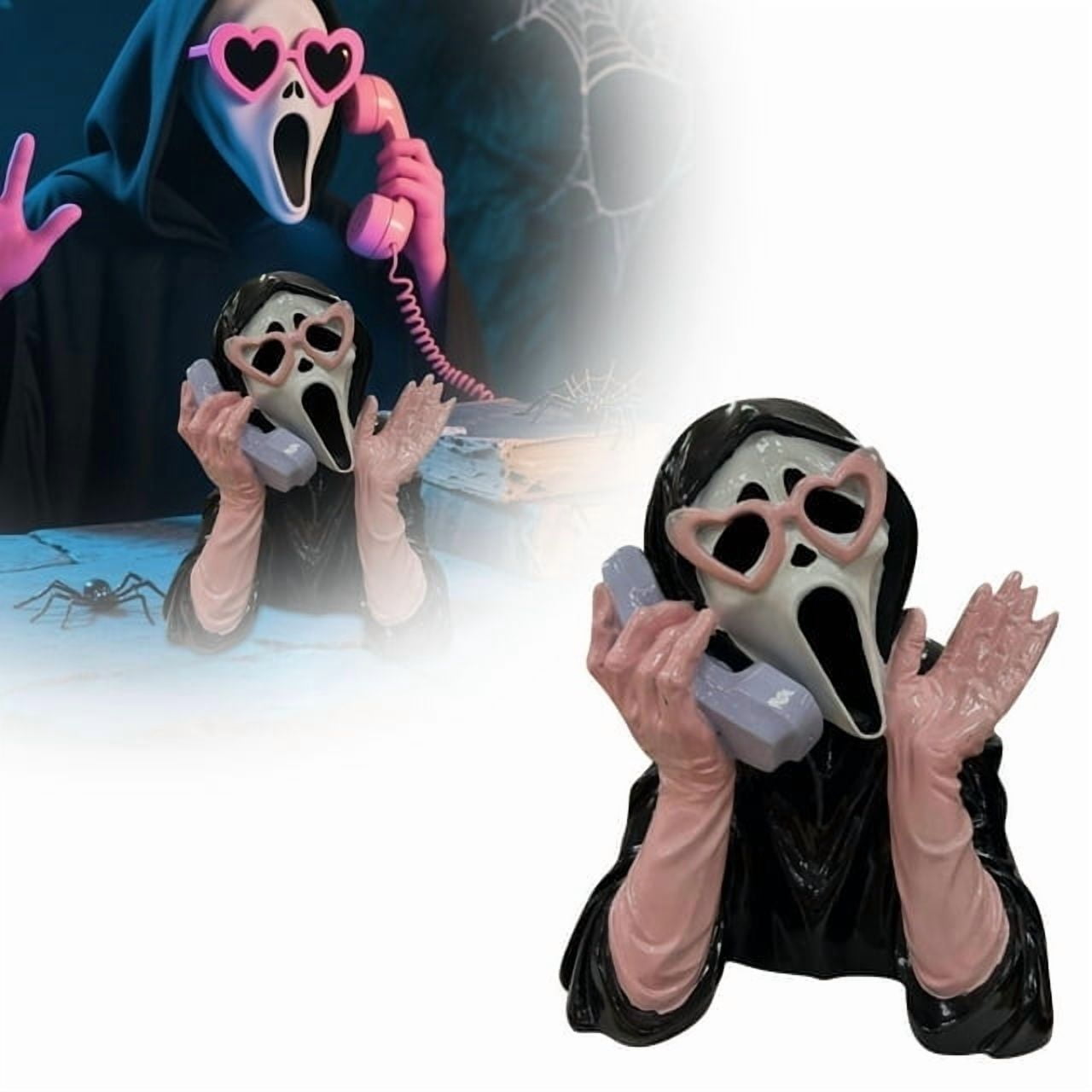 Ghoulish Resin Halloween Statue 2025 - Scream Girl Ghost on Phone with ...
