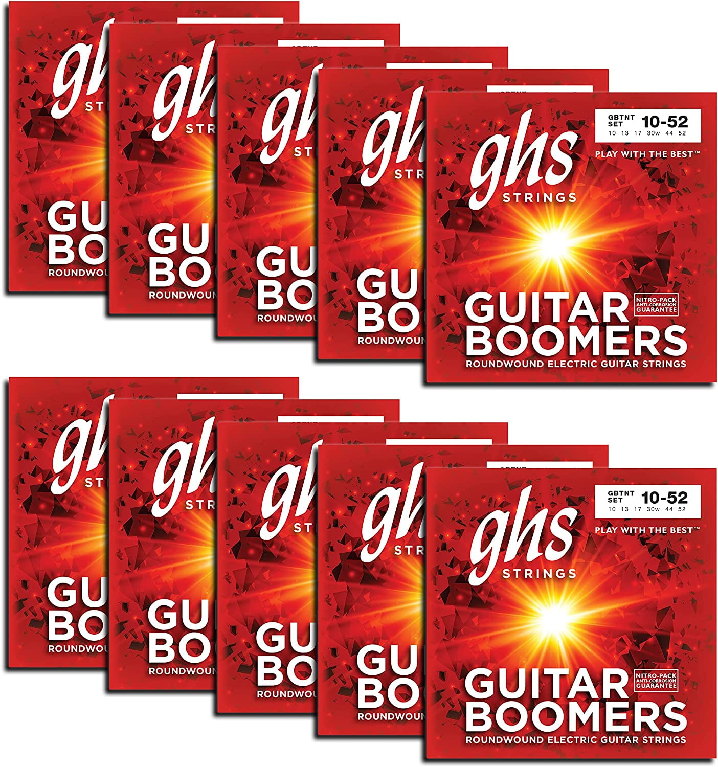 Ghs Strings - GBTNT-10 SET Electric Guitar Strings - Guitar Boomers Nickel-Plated Steel Thin ...