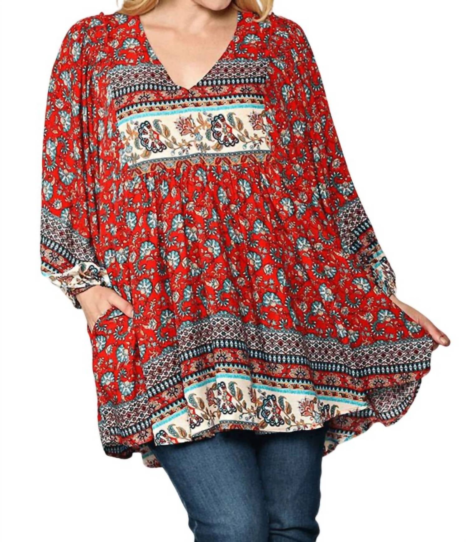 GiGiO Edgy Plus: Amirah Crimson Mix Tunic - Walmart.com