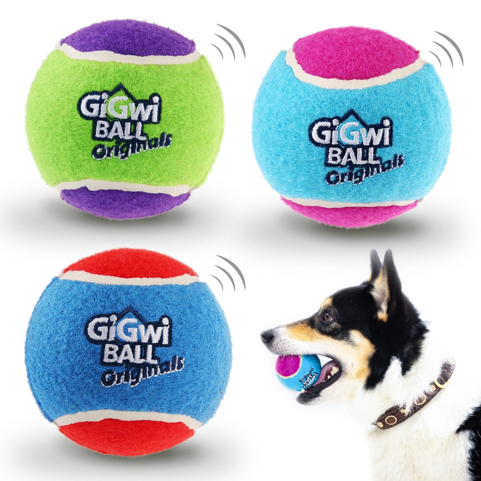 GiGwi Tennis Balls for Dogs, Squeaky Dog Tennis Balls for Exercise ...
