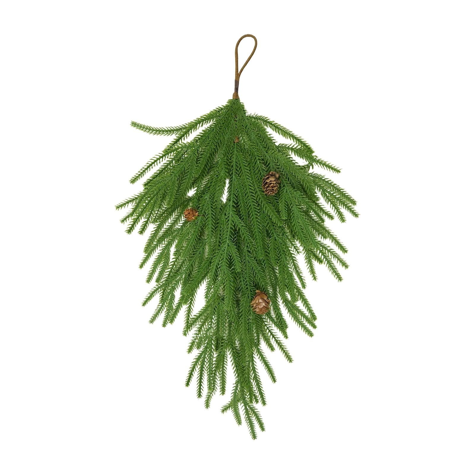 GiLiling 26-Inch Pine Needle Pine Cone Wall Mounted Teardrop Swag ...
